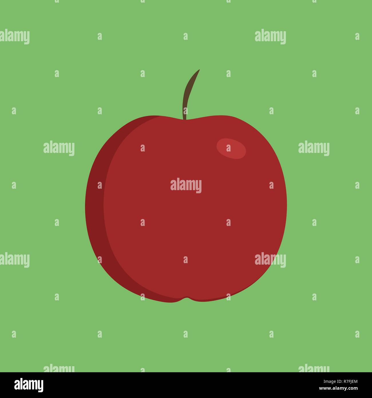 Red apple icon in flat design with green background Stock Vector Image ...