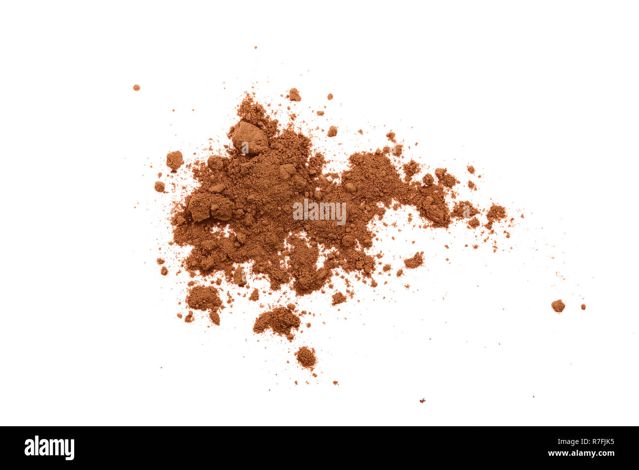 pile of cocoa powder isolated on white background. Top view. Flat lay ...