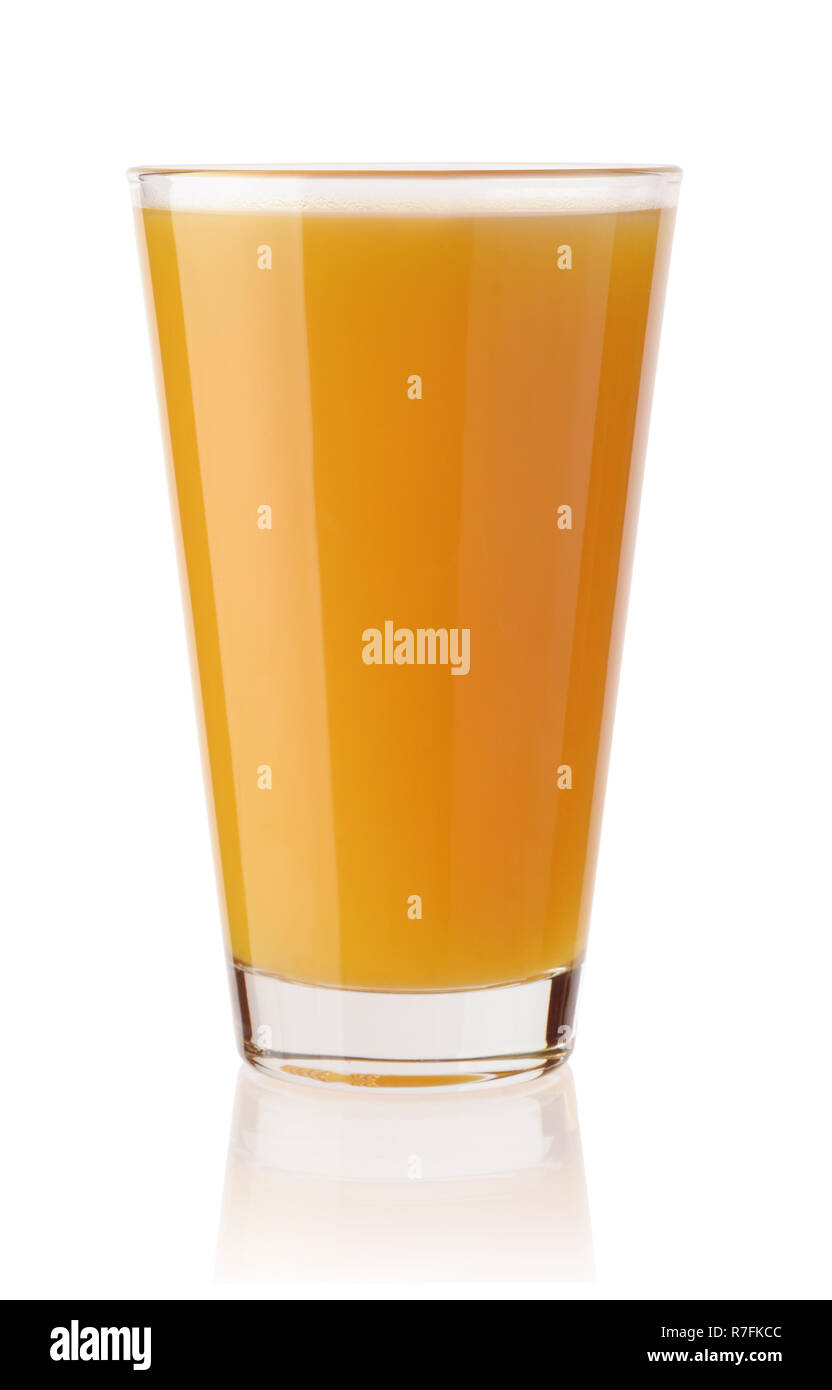 Mango juice in a glass isolated on white background Stock Photo - Alamy