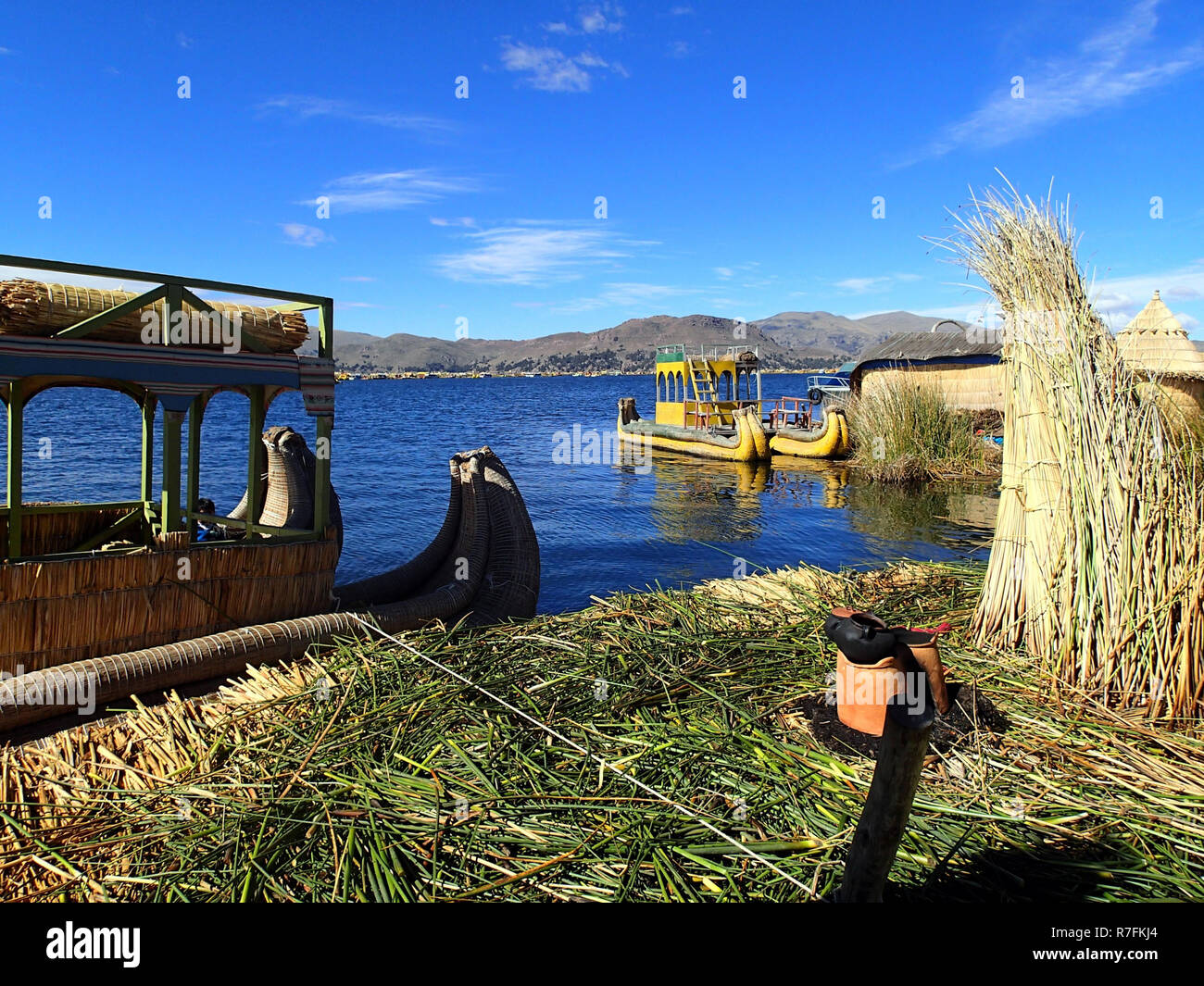 Uros island on the Titicaca lake - Peru Stock Photo - Alamy