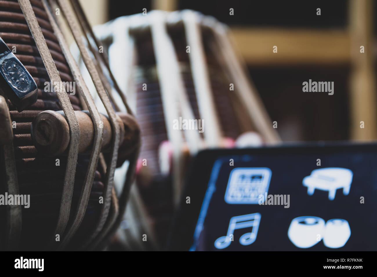 Image of a man's hands (wearing beads) playing the Tabla - Indian ...