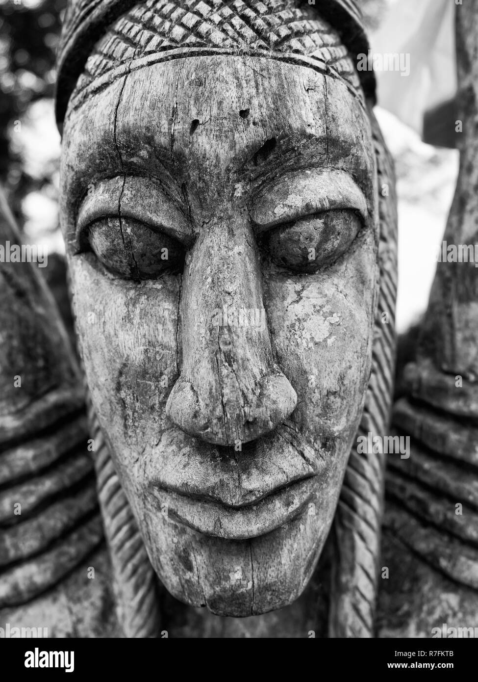 A traditional wooden African tribal statues in a public park Stock ...