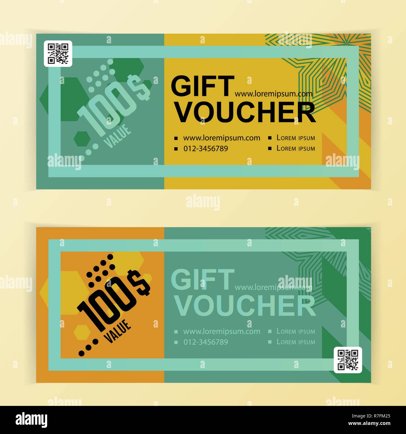 Abstract voucher template. Flyer for business. Yellow backgrounds for ...