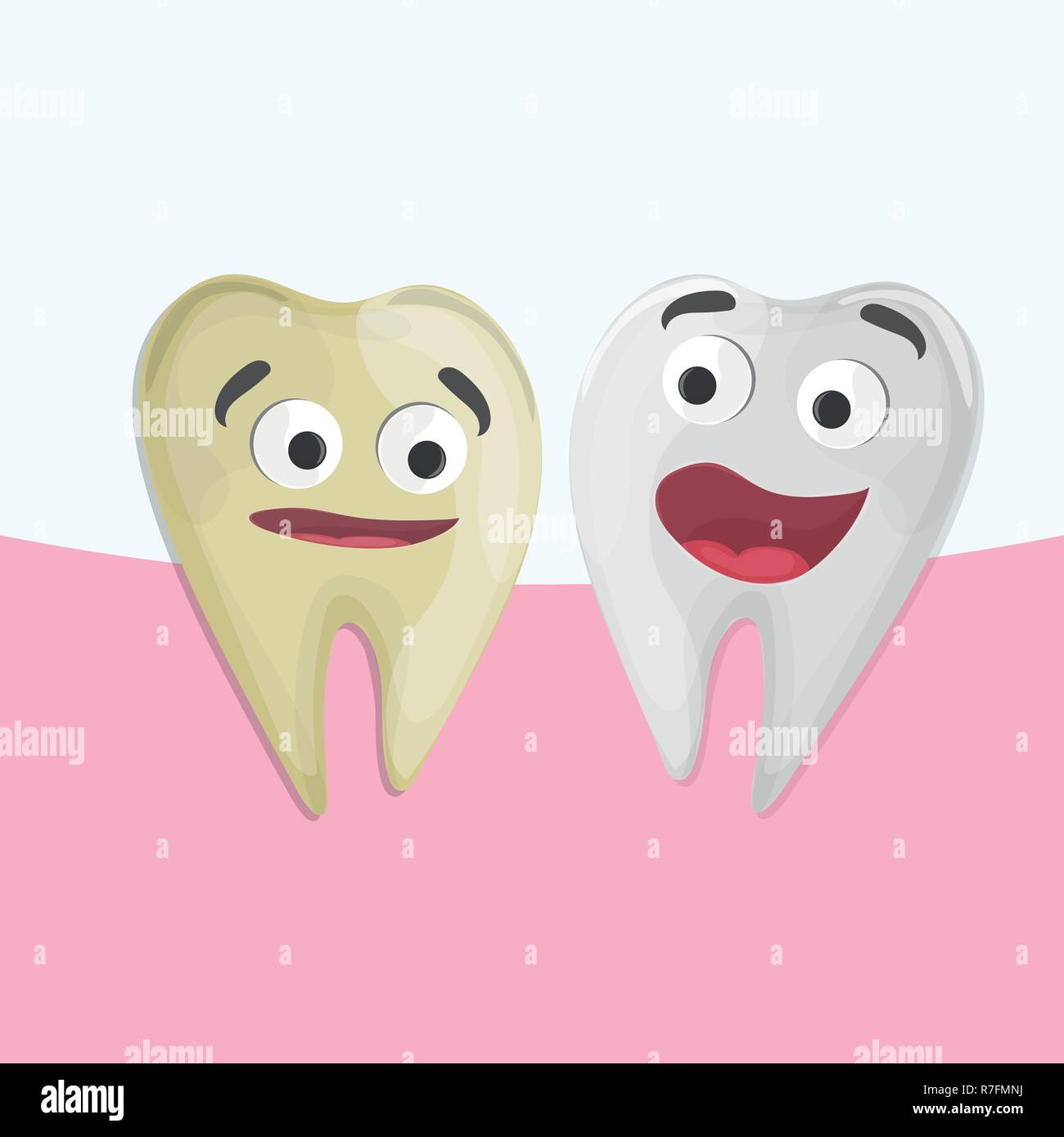 Professional Teeth Whitening, Healthy and yellow Tooth, vector ...