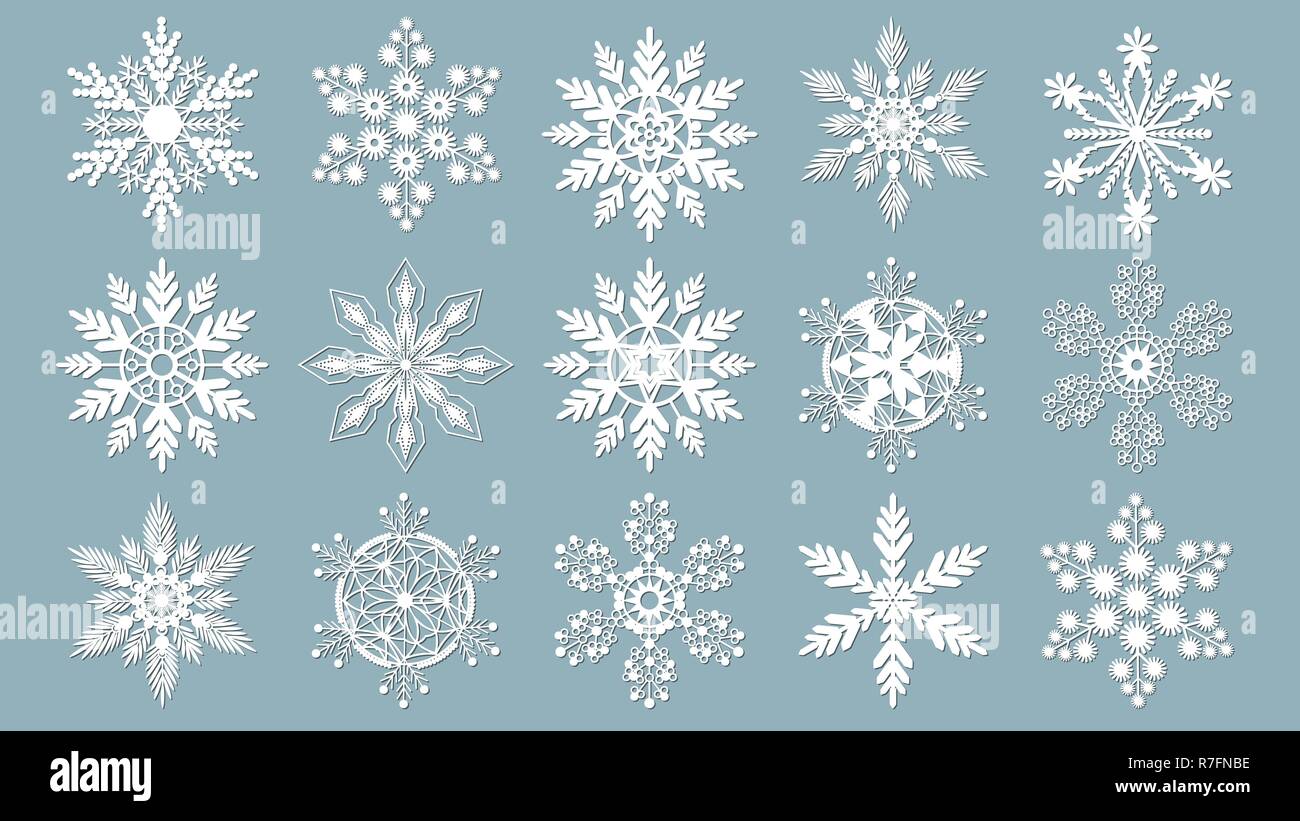 Set of snowflakes. Laser cut pattern for christmas paper cards, design ...