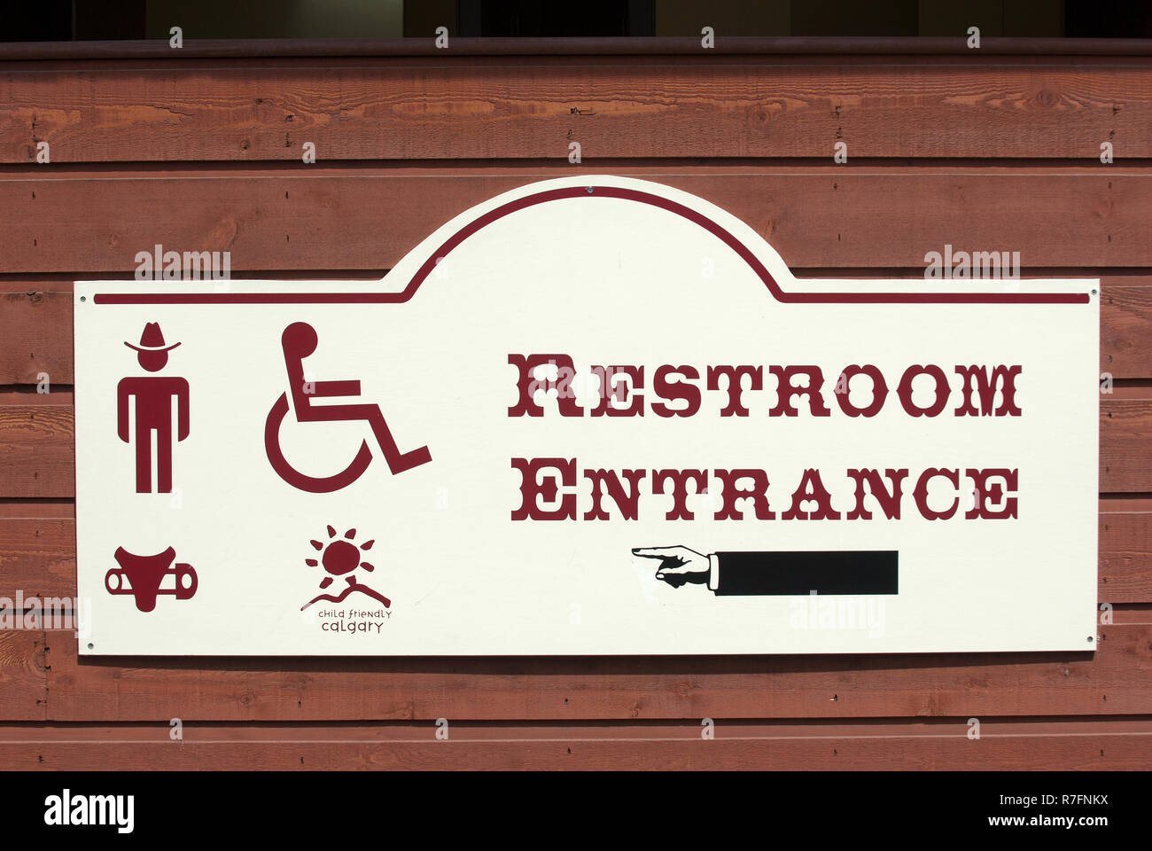 Restroom sign in Calgary Stampede Park, Calgary, Alberta, Canada Stock ...