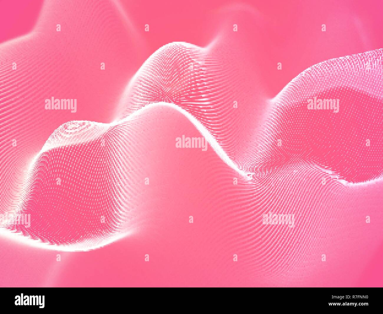 3D visualization of sound waves. Big data or information concept: White ...