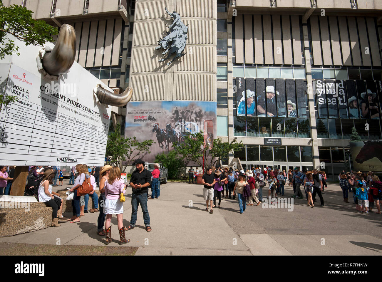 People outside the stadium in Stampede Park during Calgary Stampede ...