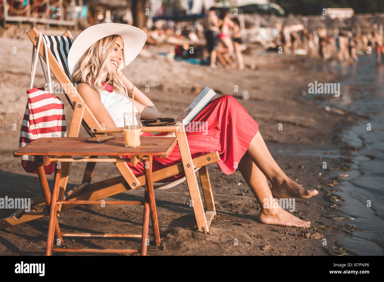 Young Woman Sitting On Deckchair High Resolution Stock Photography and ...