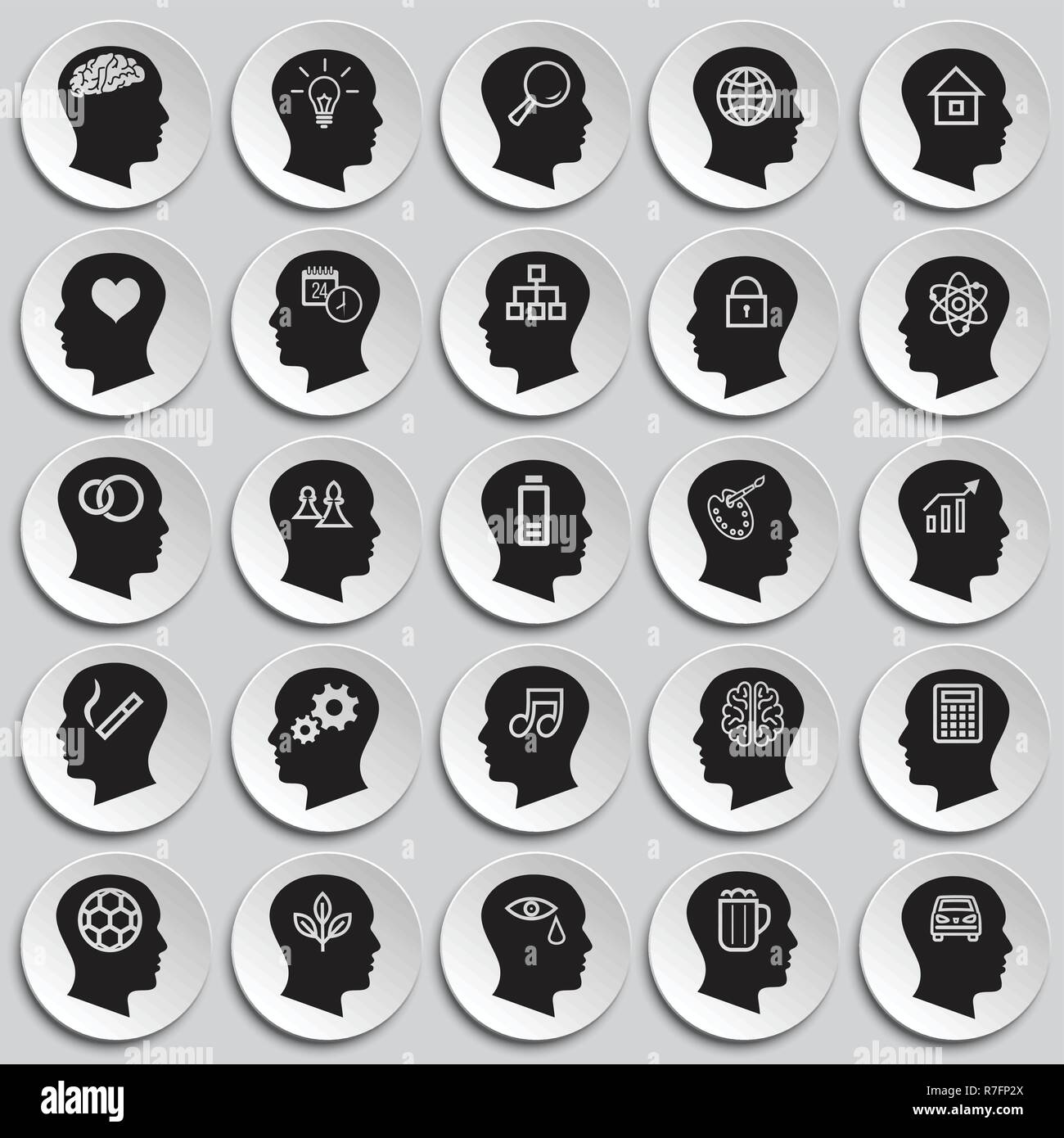 People thoughts icons set on plates background for graphic and web ...