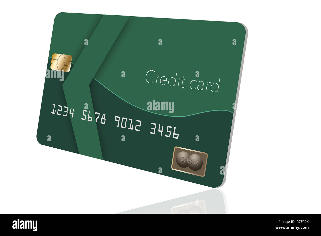 Here is a mock, generic green credit card isolated on the background ...