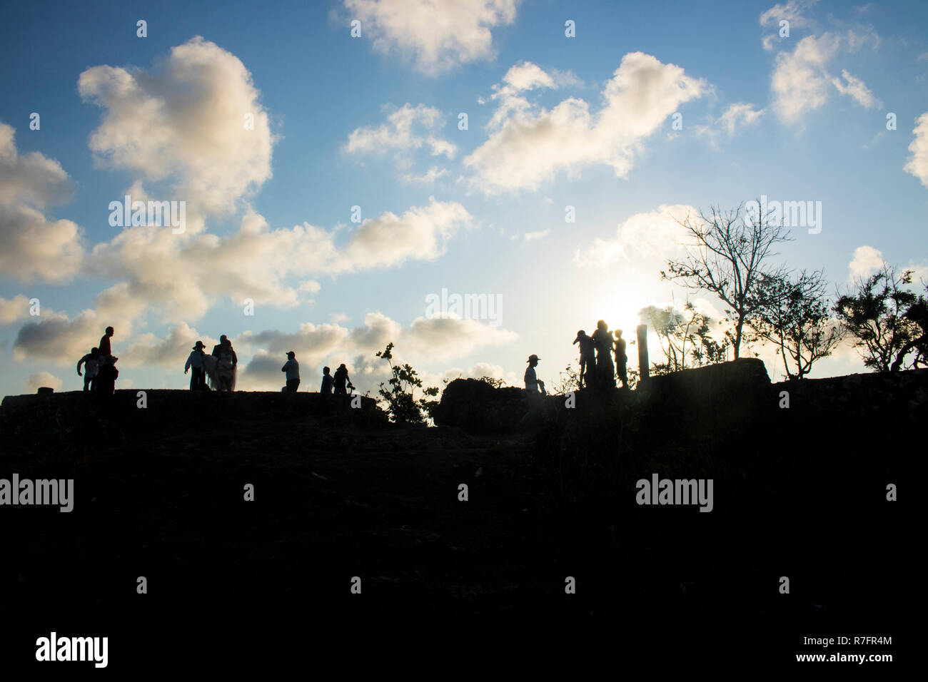 people silhouette on higher ground Stock Photo - Alamy