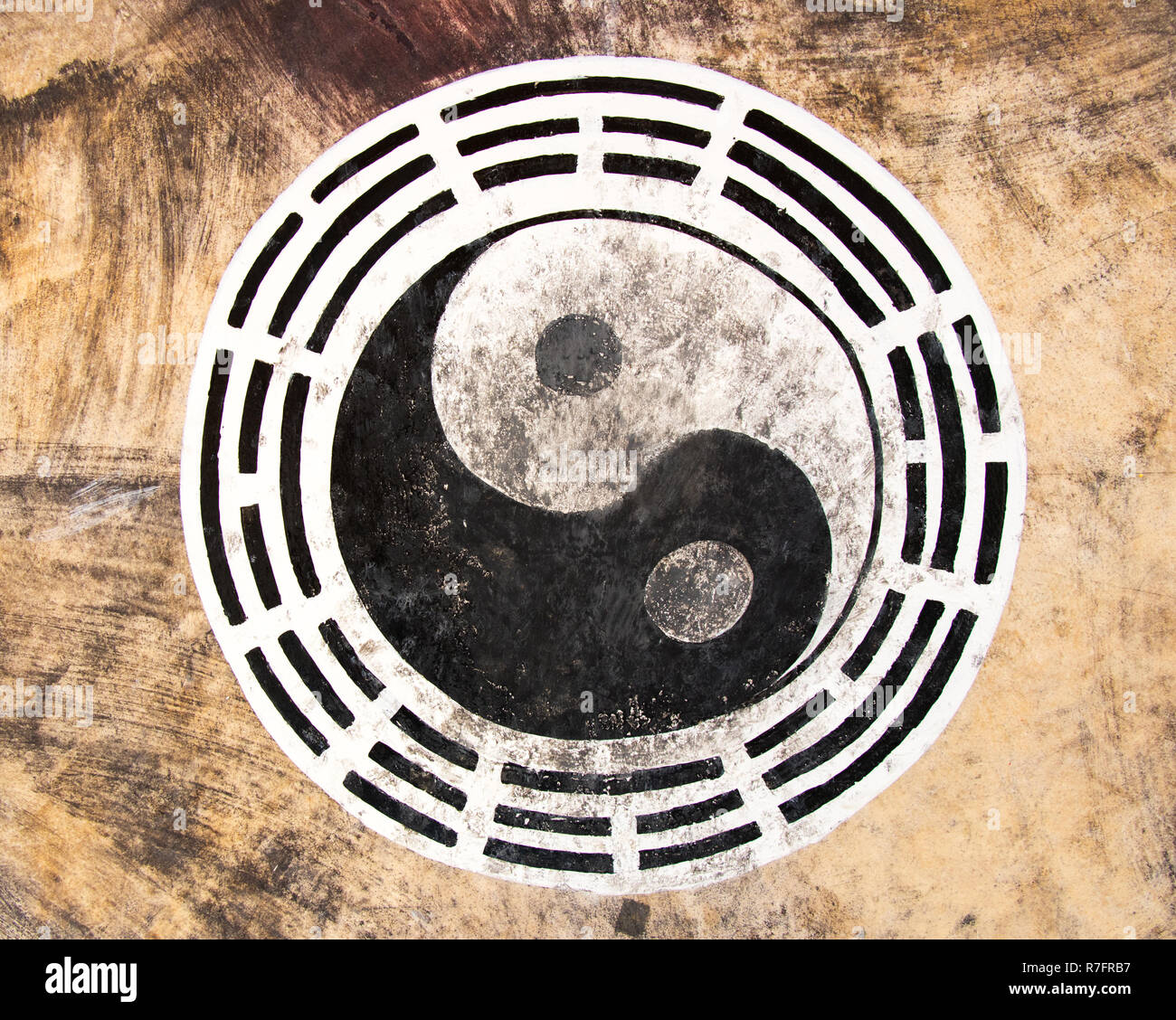 Black and white color yin yang circle on leather background Stock Photo ...