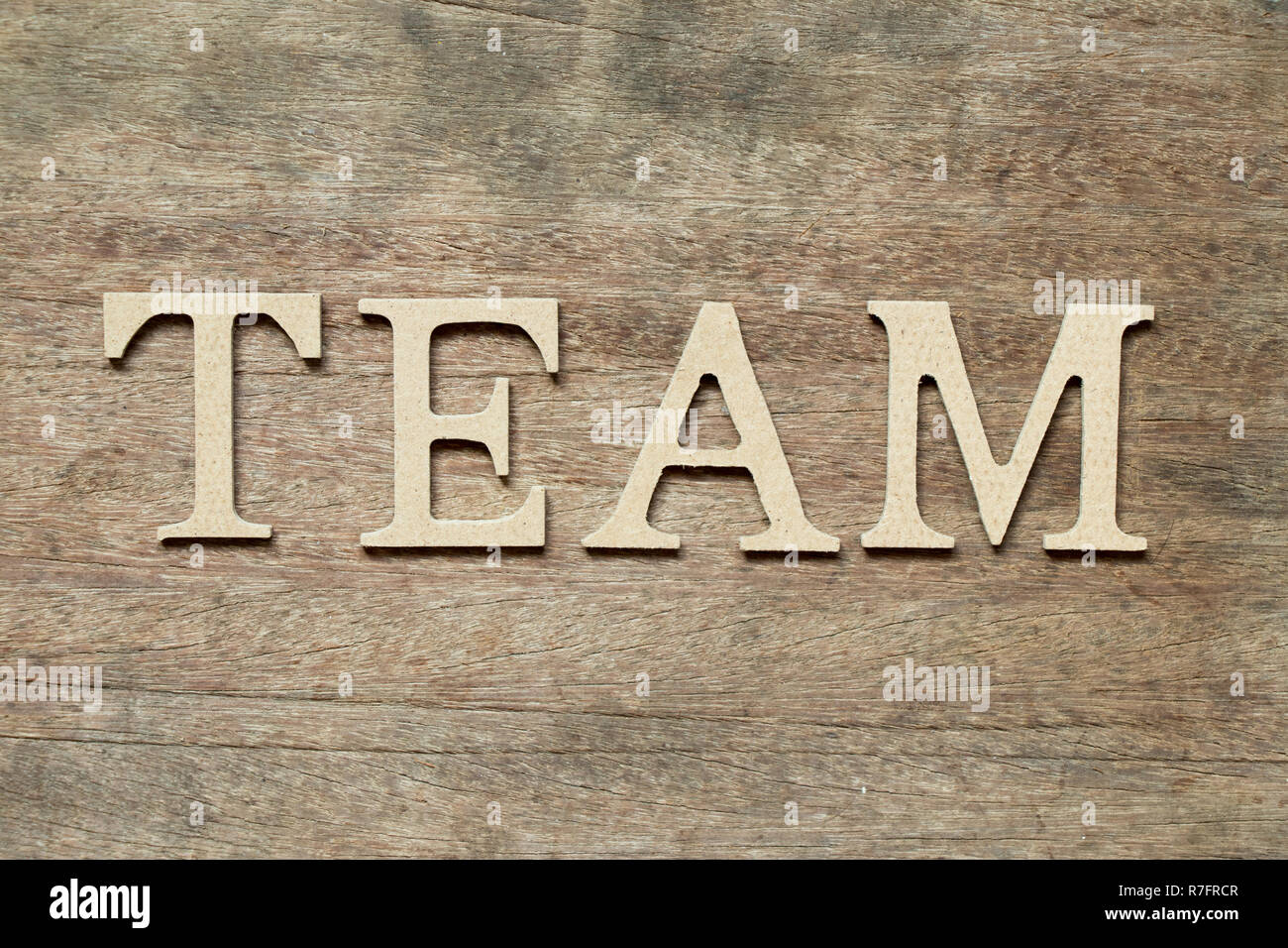 English alphabet in word team on wood background Stock Photo - Alamy