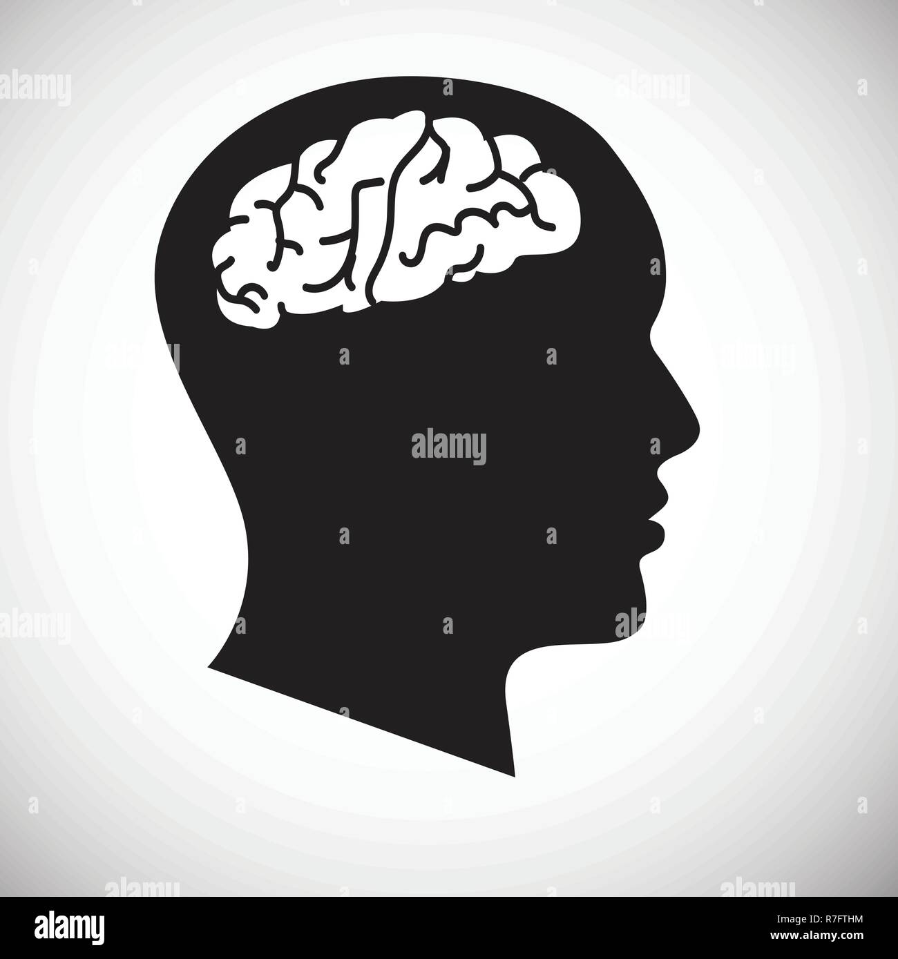 Human head with brains icon on white background for graphic and web ...