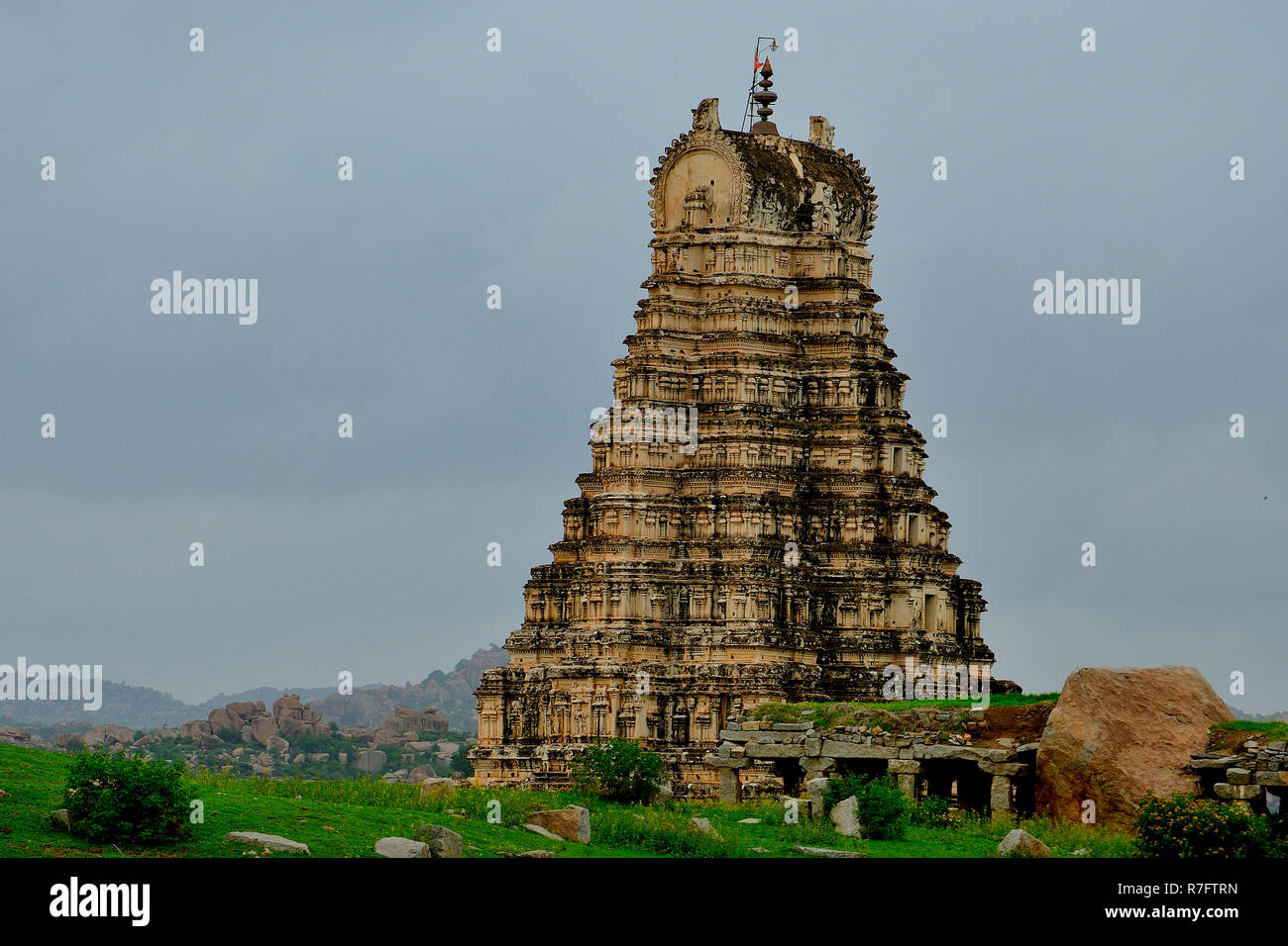 Beautifully carved Virupaksha Temple, located in Hampi, Ballari ...