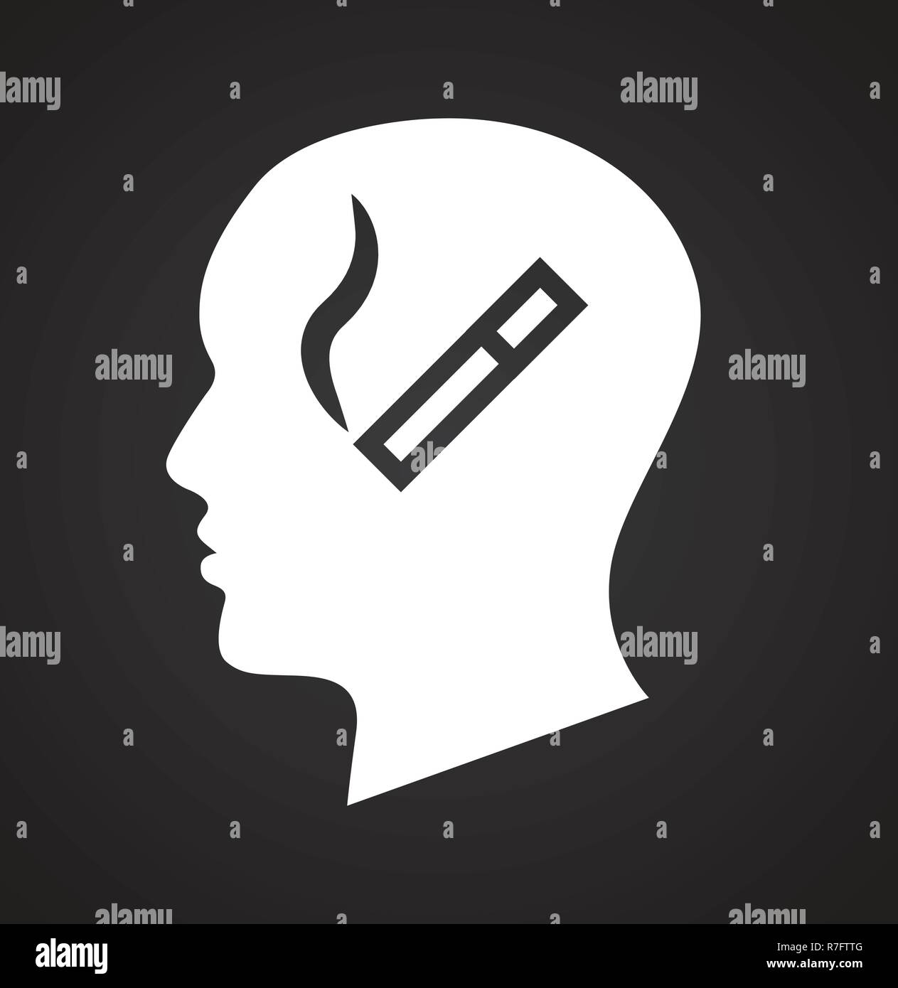 Human head smoking icon on black background for graphic and web design ...
