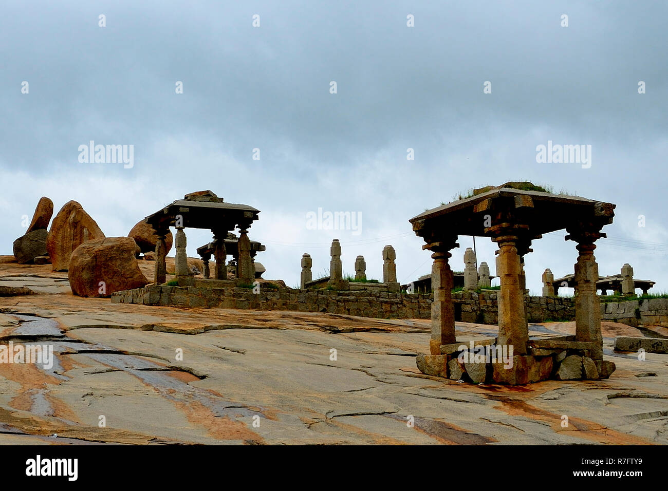 Temple ruins at Hemakuta Hill, Hampi, Karnataka, India Stock Photo - Alamy