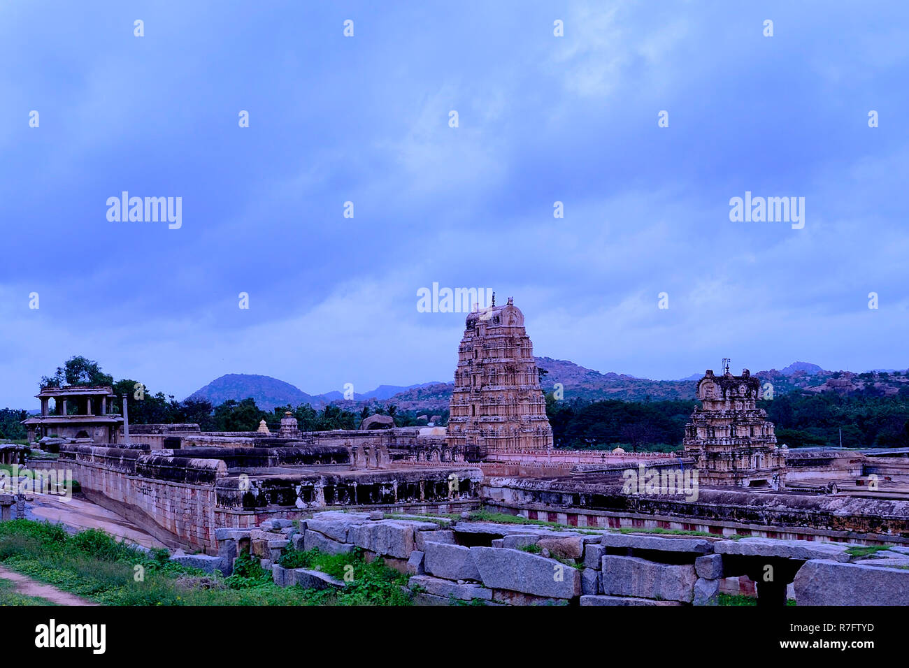 Beautifully carved Virupaksha Temple, located in Hampi, Ballari ...