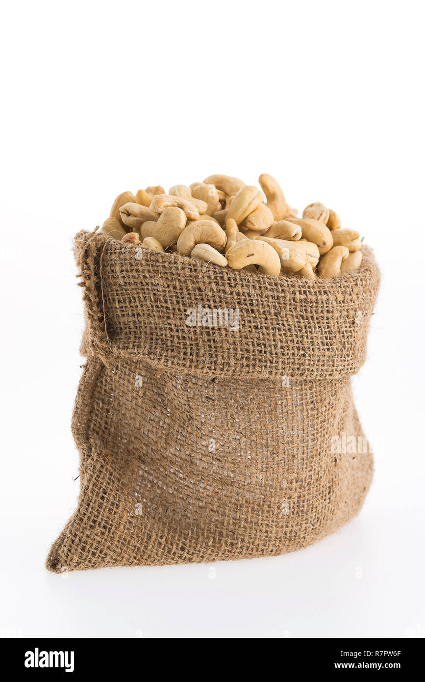 Cashew bag isolated on white background Stock Photo - Alamy