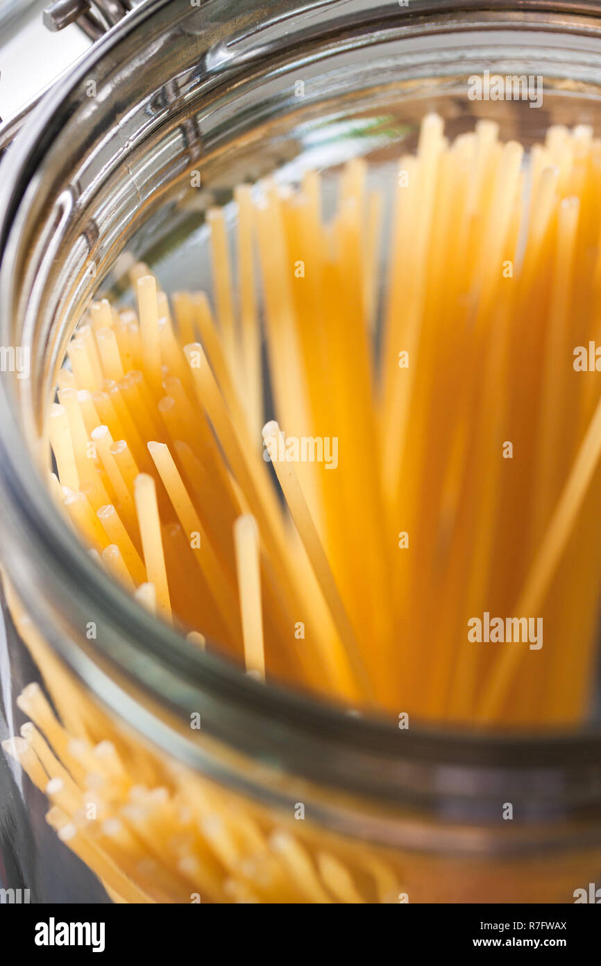 Closeup of italian spaghetti in a jar Stock Photo - Alamy