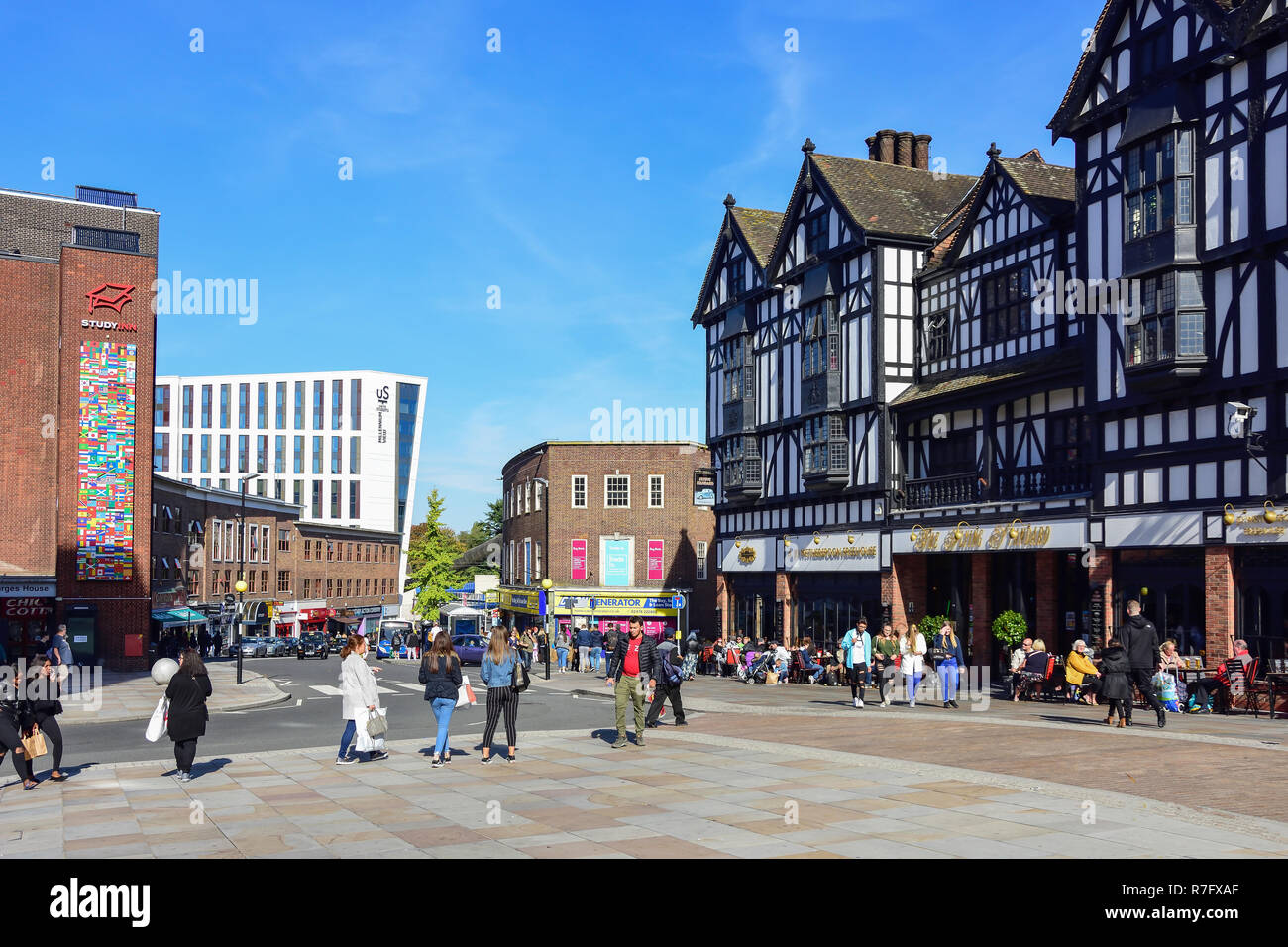 Timber framed building street traffic the flying standard wether hi-res ...