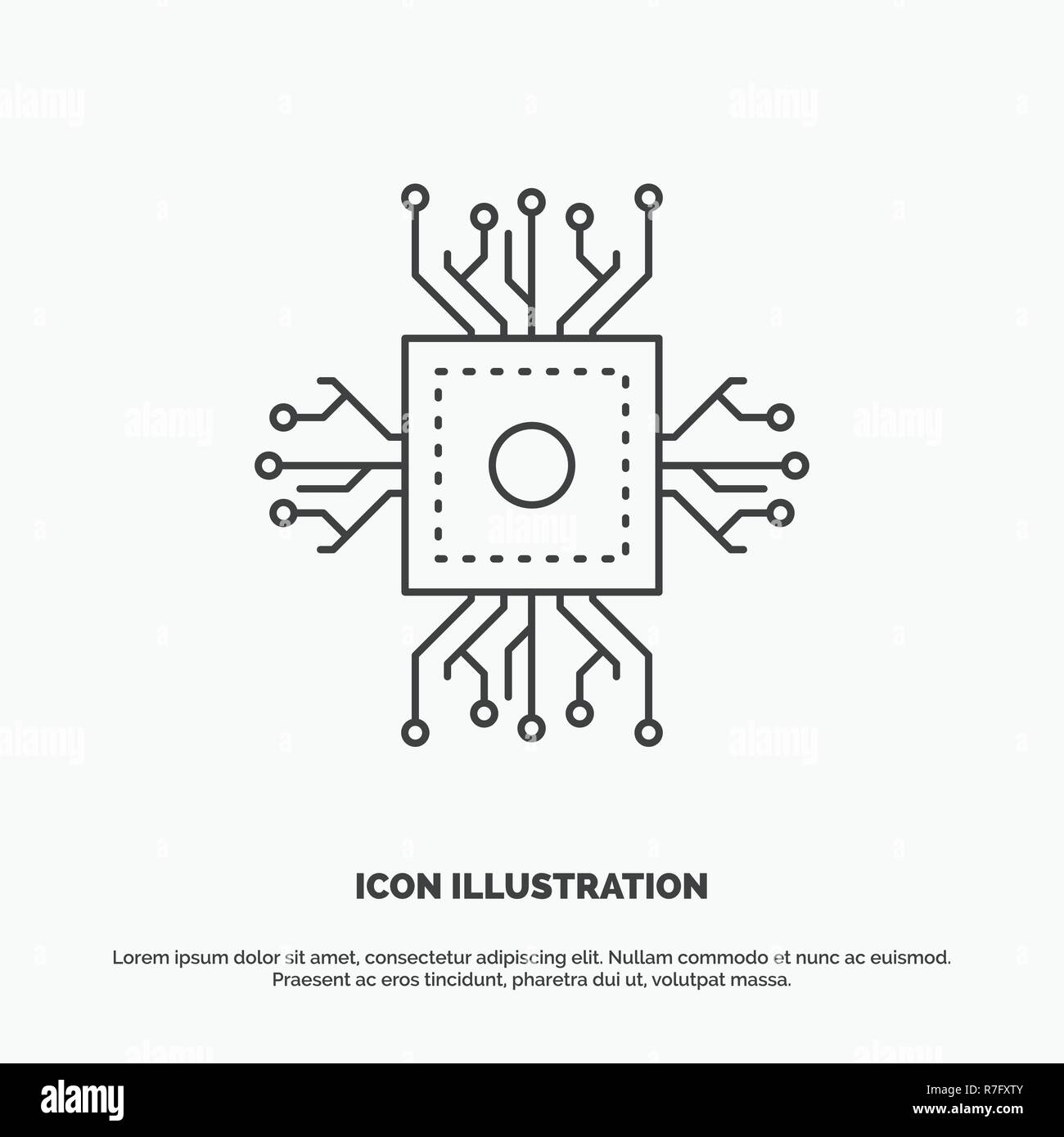 Chip Cpu Microchip Processor Technology Icon Line Vector Gray Symbol For Ui And Ux Website