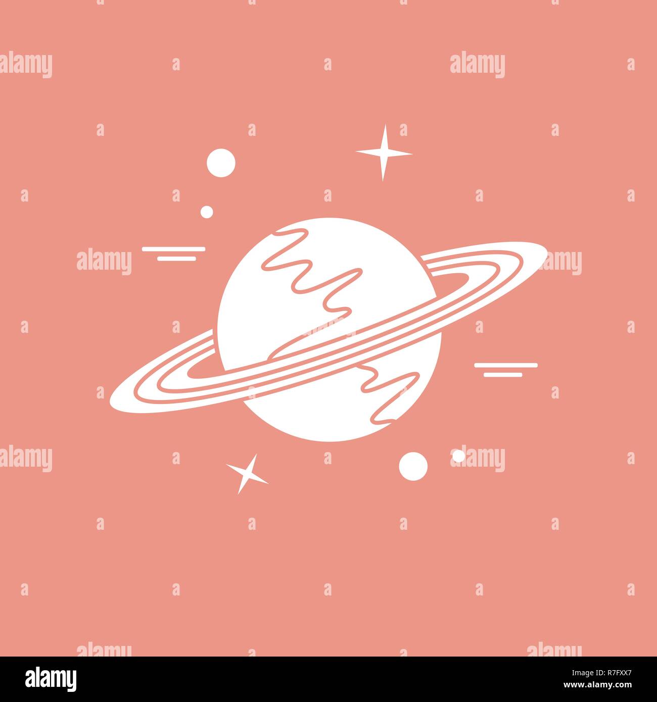 Vector illustration of the planet Saturn with ring system. Design for ...