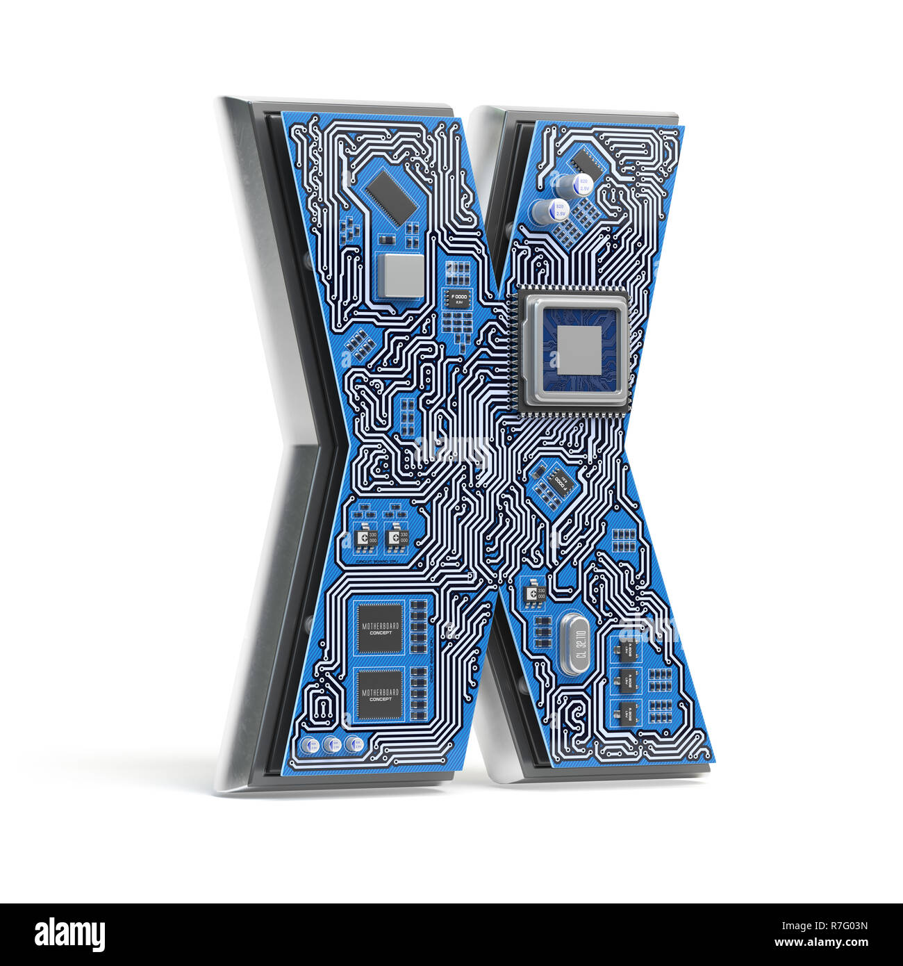 Letter X. Alphabet in circuit board style. Digital hi-tech letter ...
