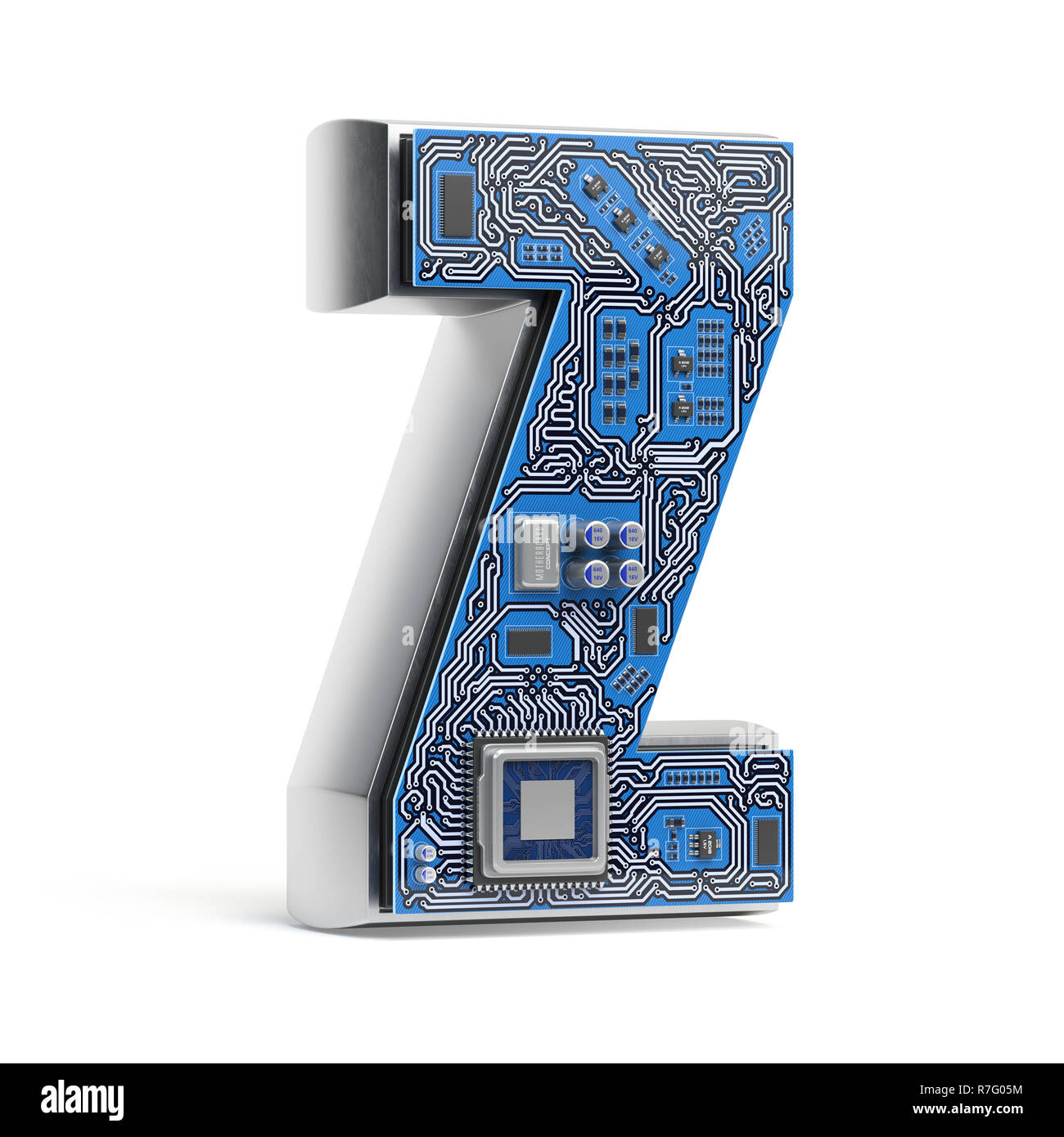 Letter Z. Alphabet in circuit board style. Digital hi-tech letter ...