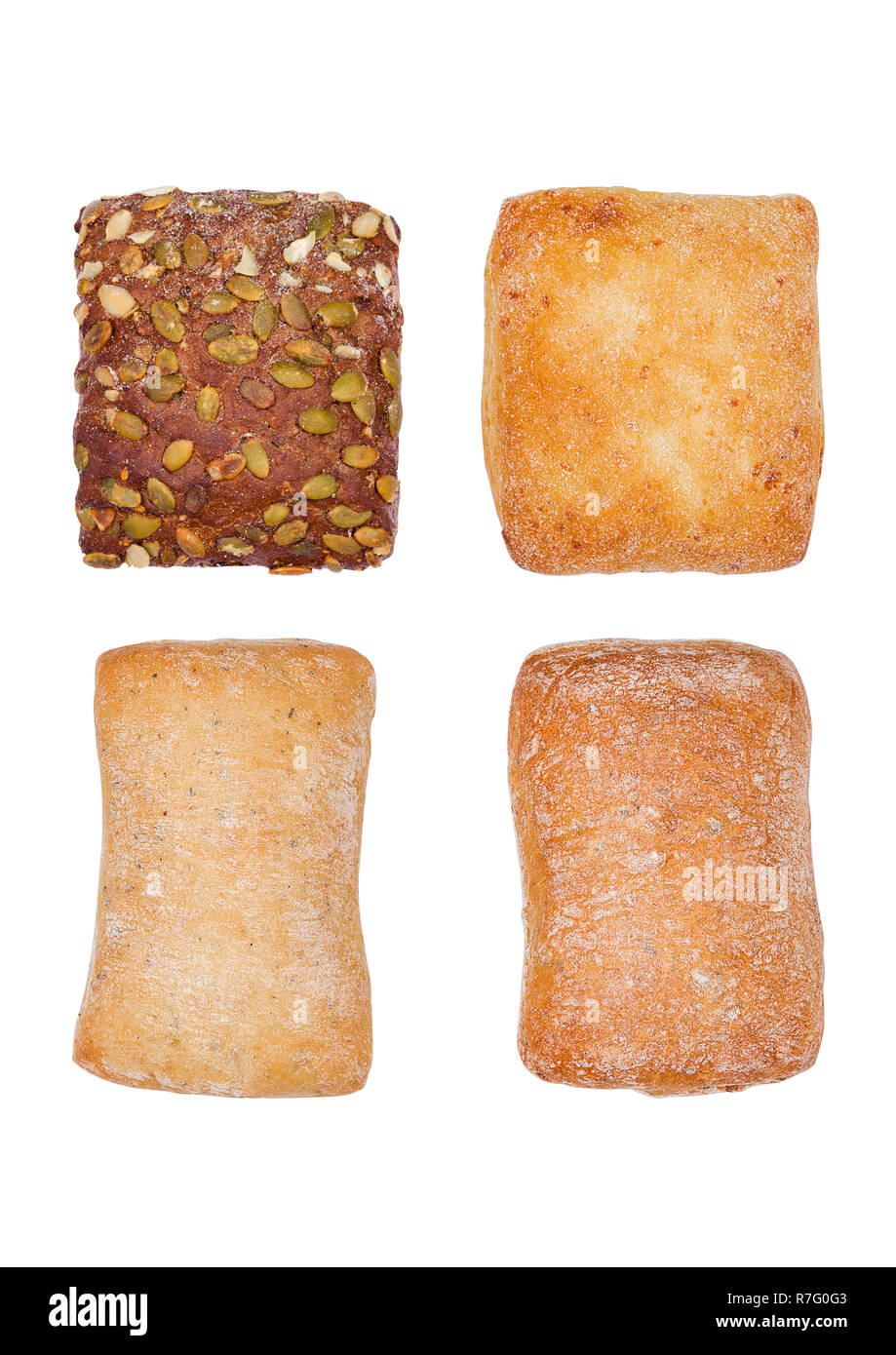 Fresh breakfast bread rolls mix isolated on white background Stock ...