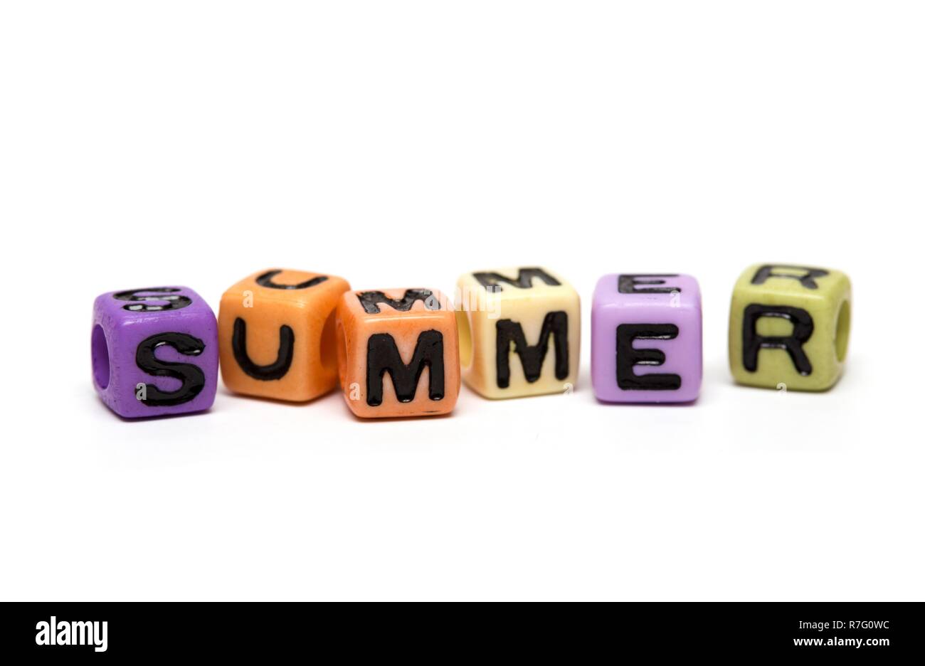 summer - word made from multicolored child toy cubes with letters Stock ...
