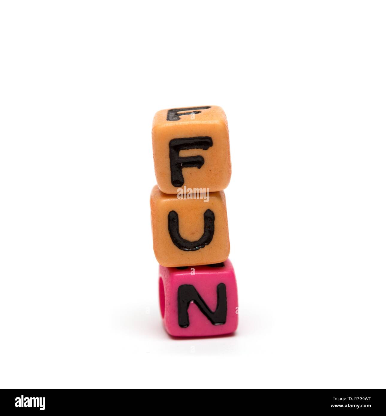 fun - word made from multicolored child toy cubes with letters Stock ...