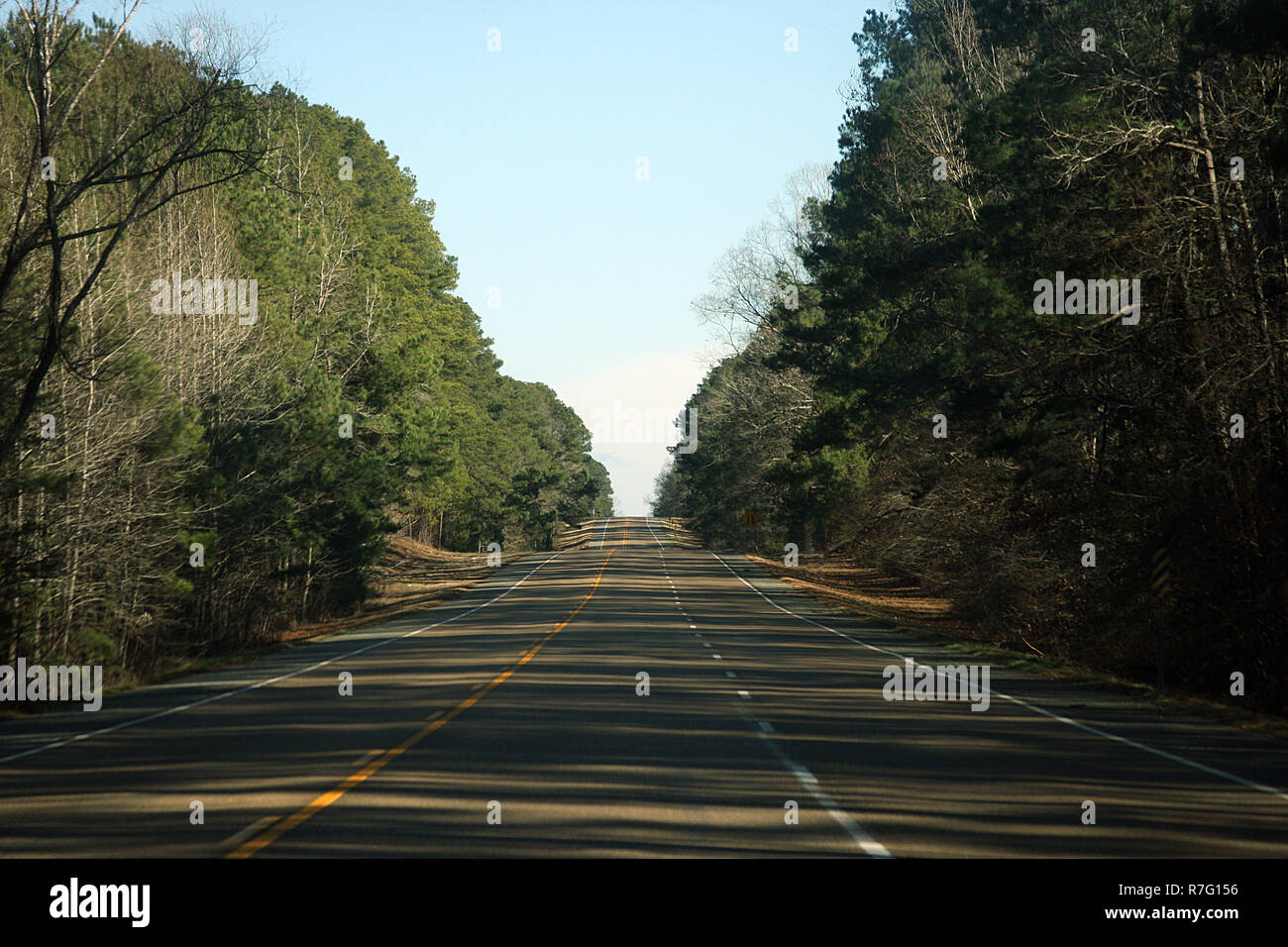 Two-way road in Arkansas Stock Photo - Alamy