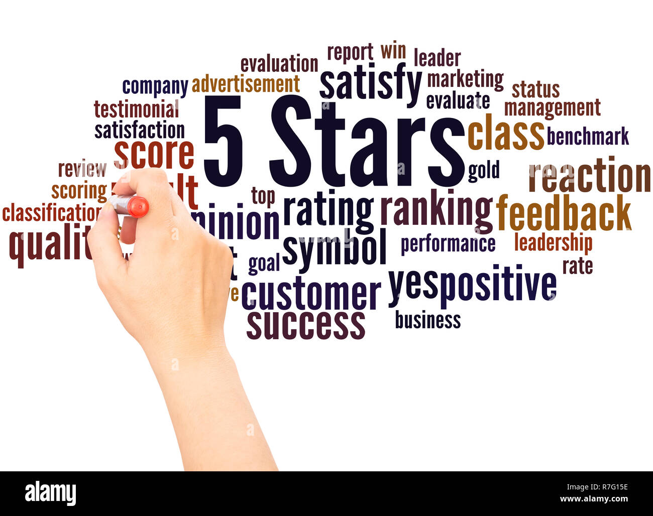 5 Stars word cloud hand writing concept on black background Stock Photo ...