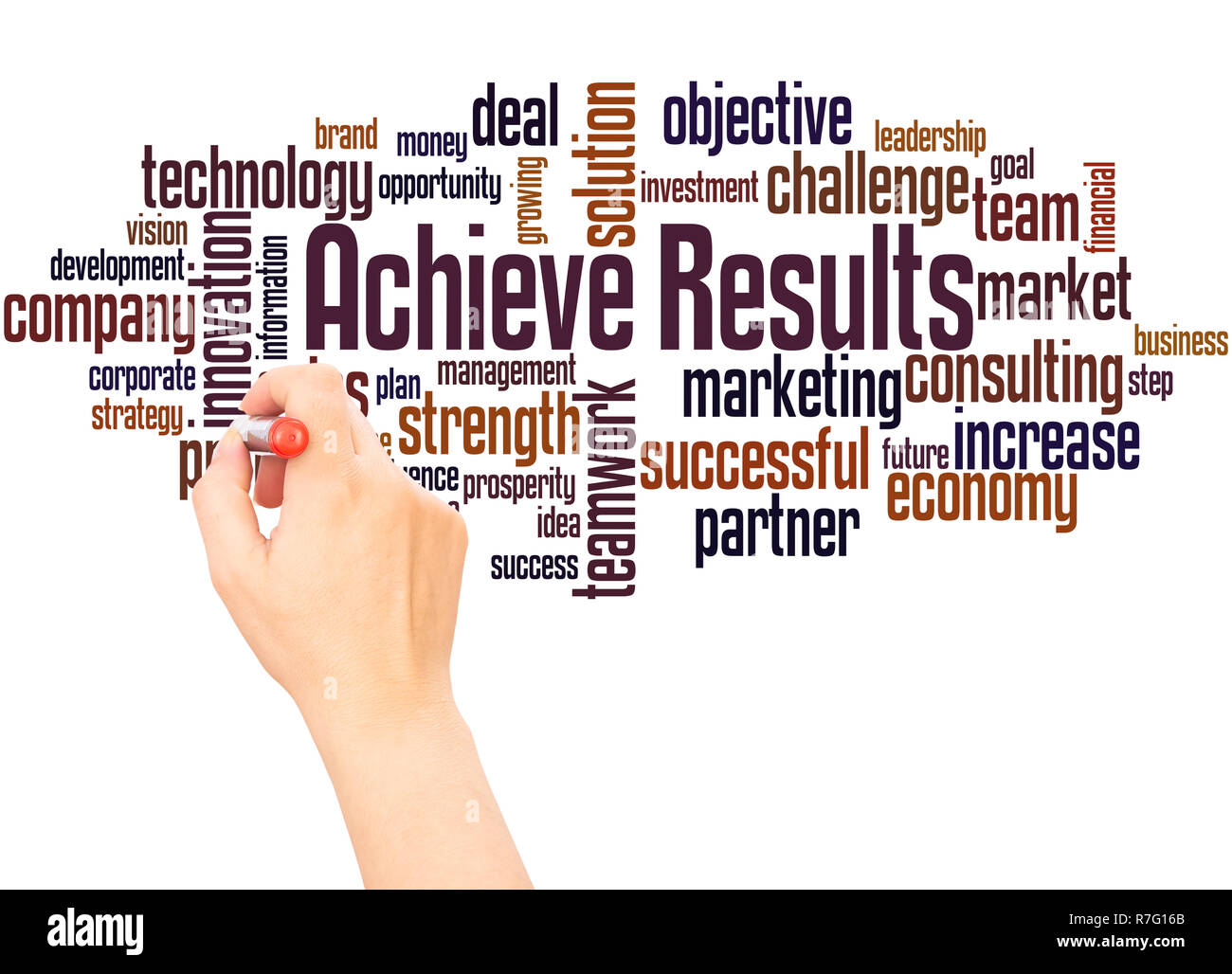 Achieve Results word cloud hand writing concept on white background ...