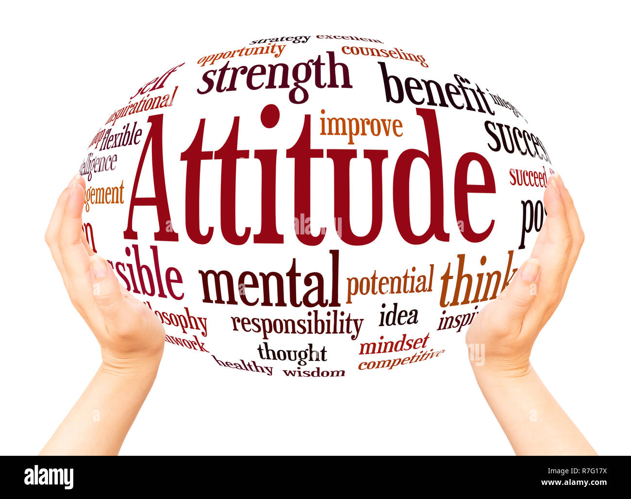 Attitude word cloud hand sphere concept on white background Stock Photo ...