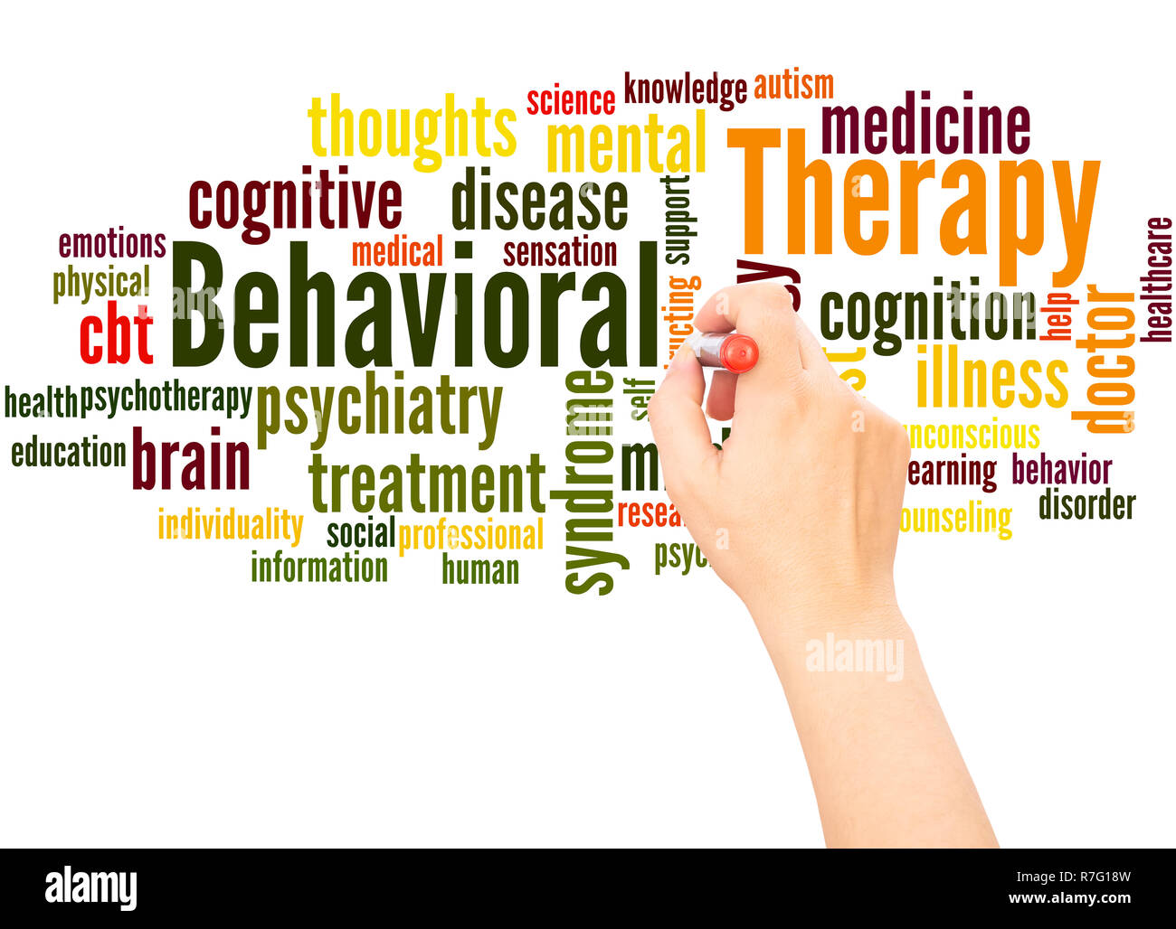 Behavioral Therapy word cloud hand writing concept on white background ...