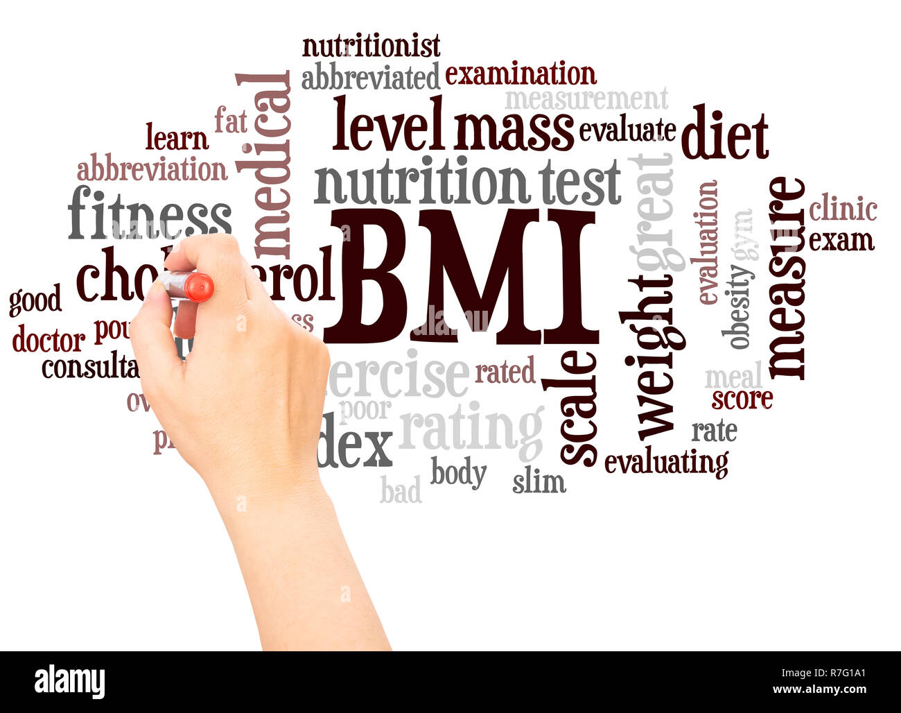 BMI word cloud hand writing concept on white background Stock Photo - Alamy