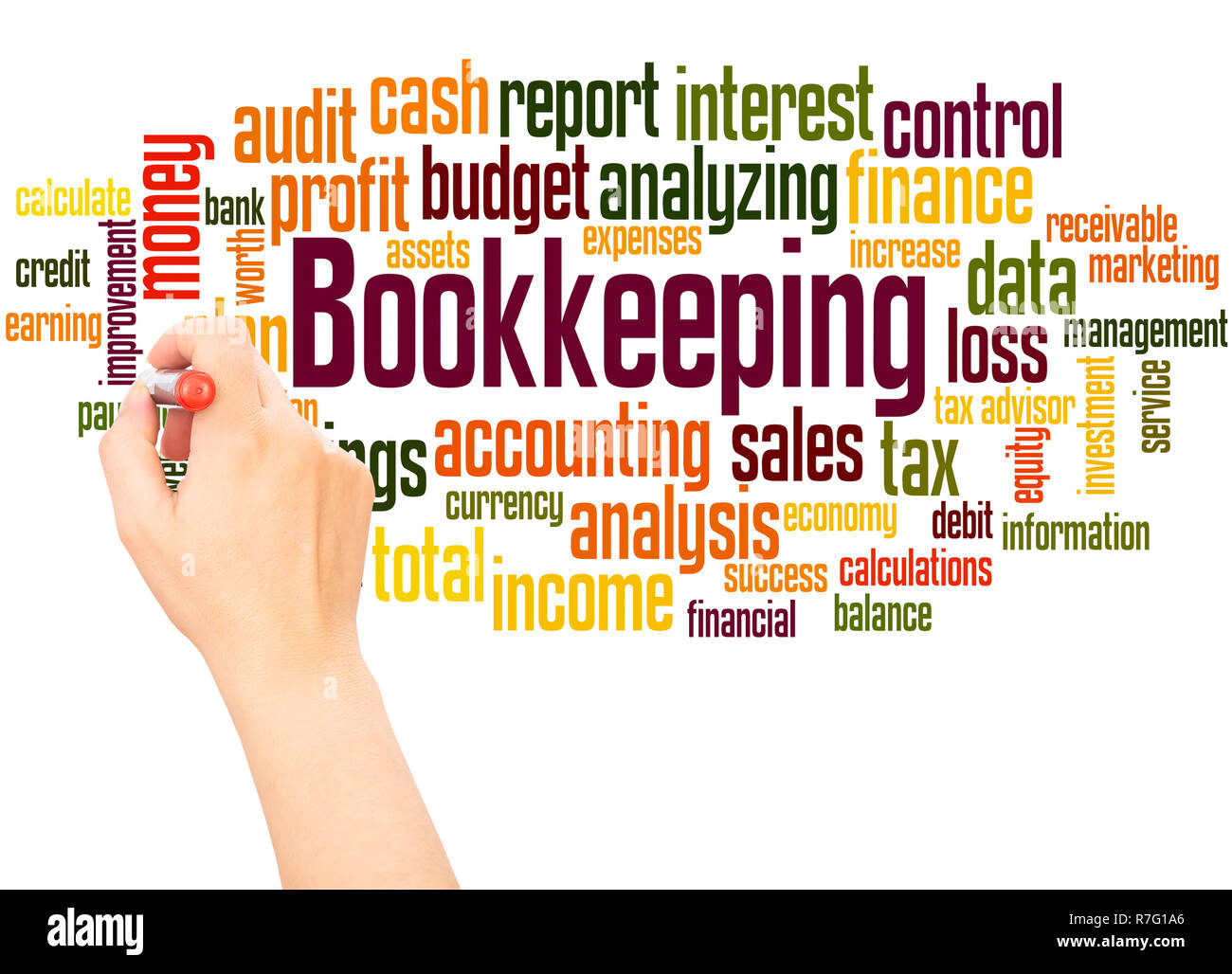 Bookkeeping word cloud hand writing concept on white background Stock ...