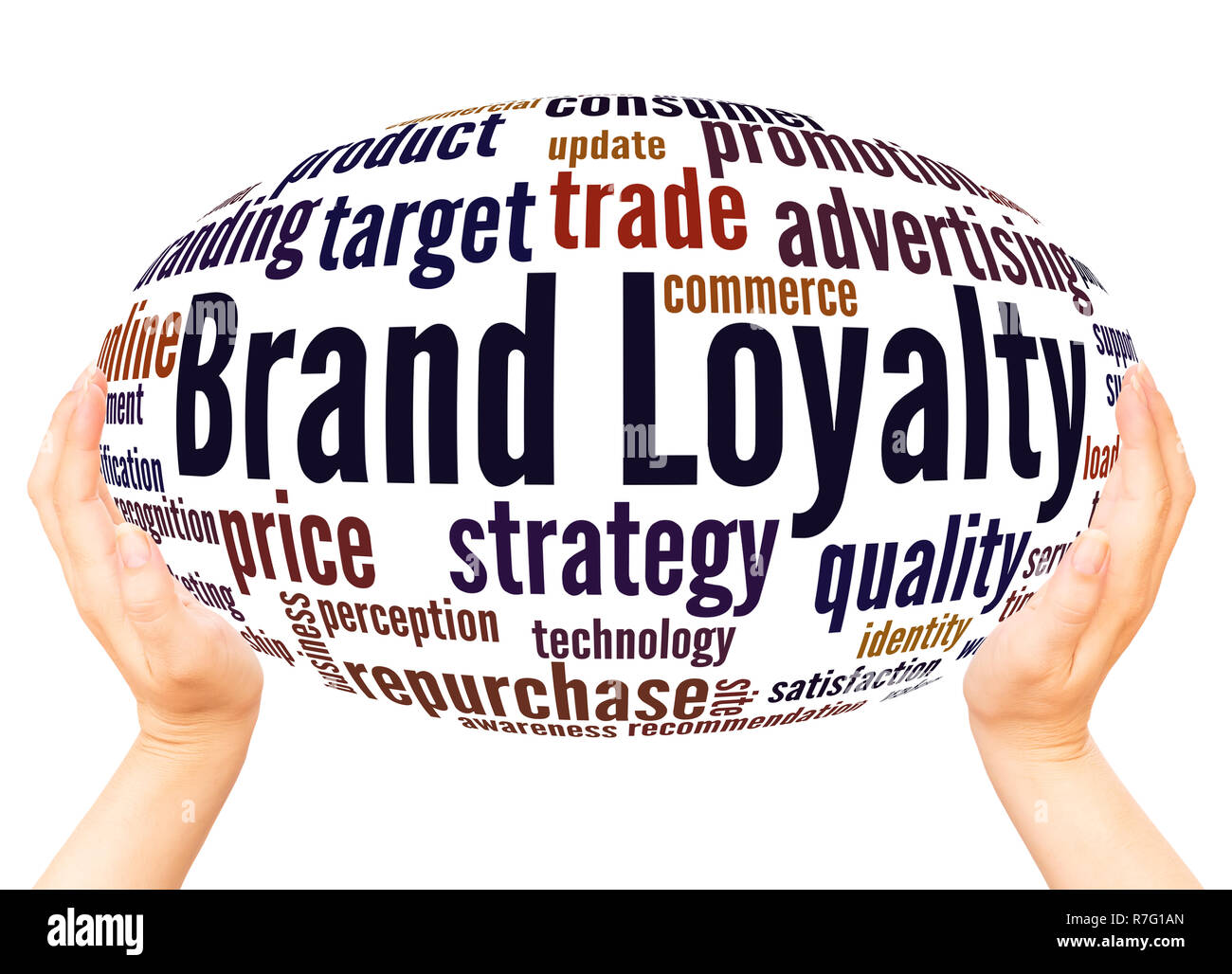 Brand loyalty word cloud hand sphere concept on white background Stock ...