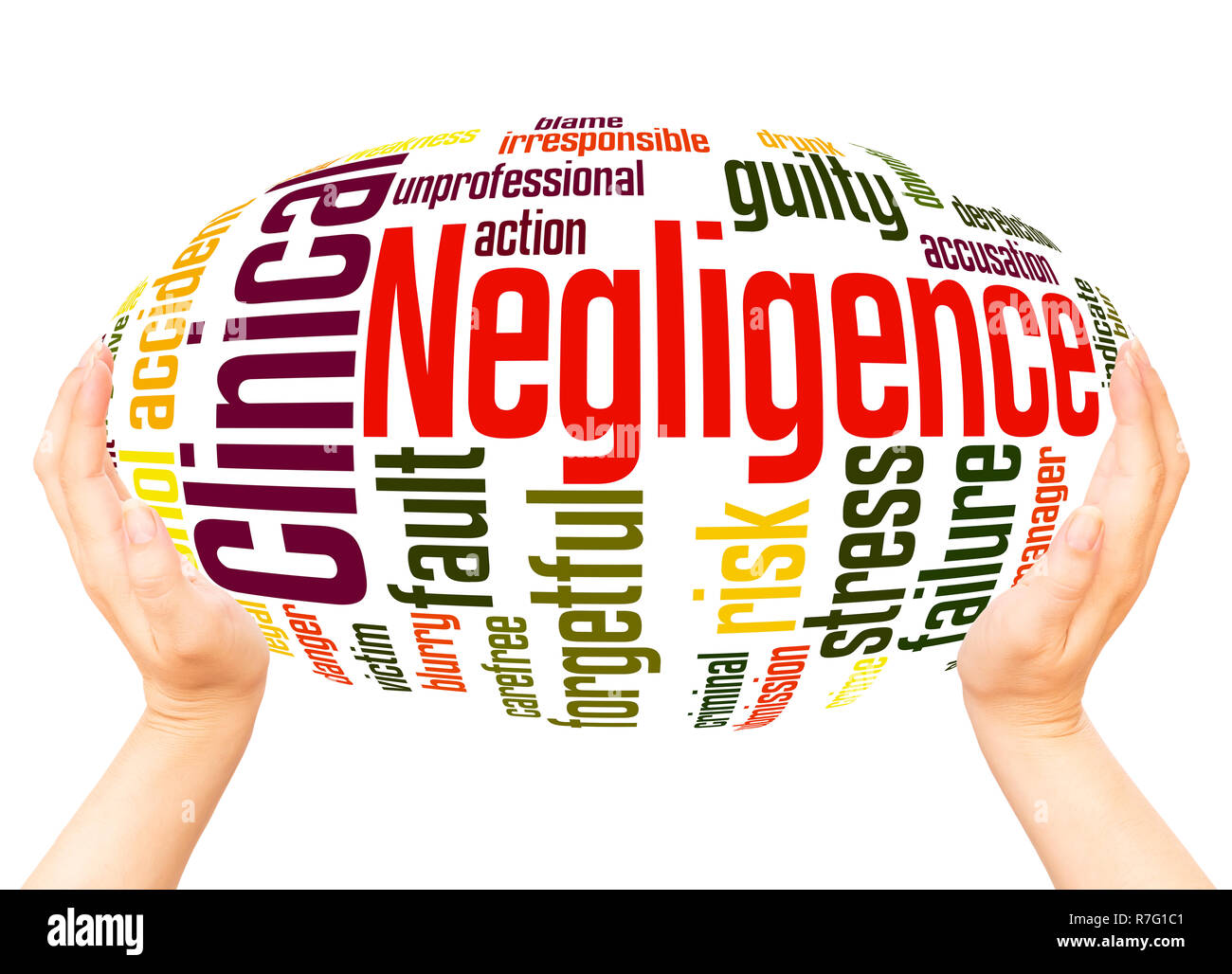 Clinical Negligence word cloud hand sphere concept on white background ...