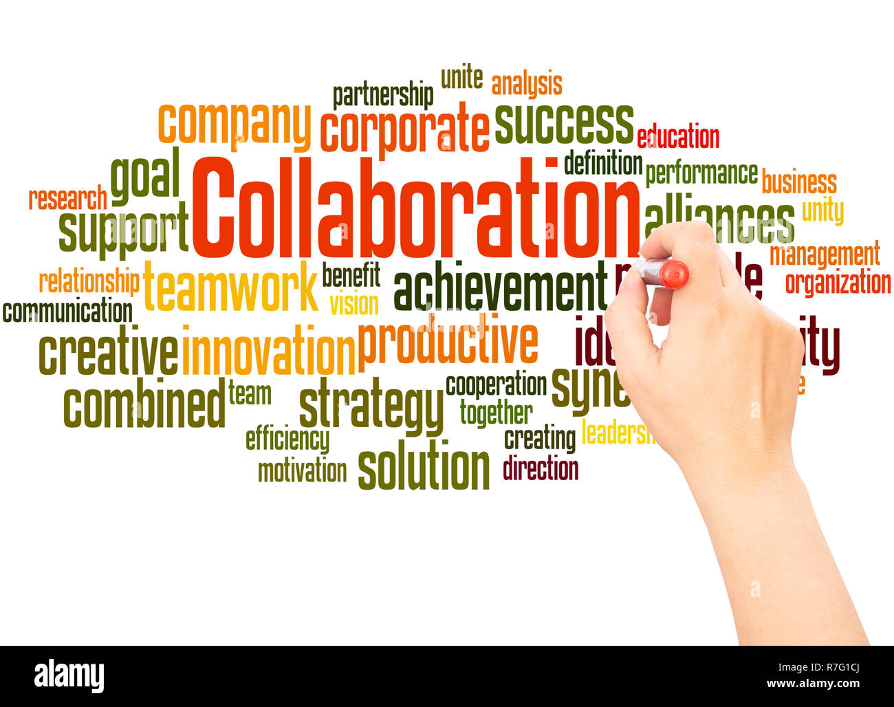 Collaboration word cloud hand writing concept on white background Stock ...