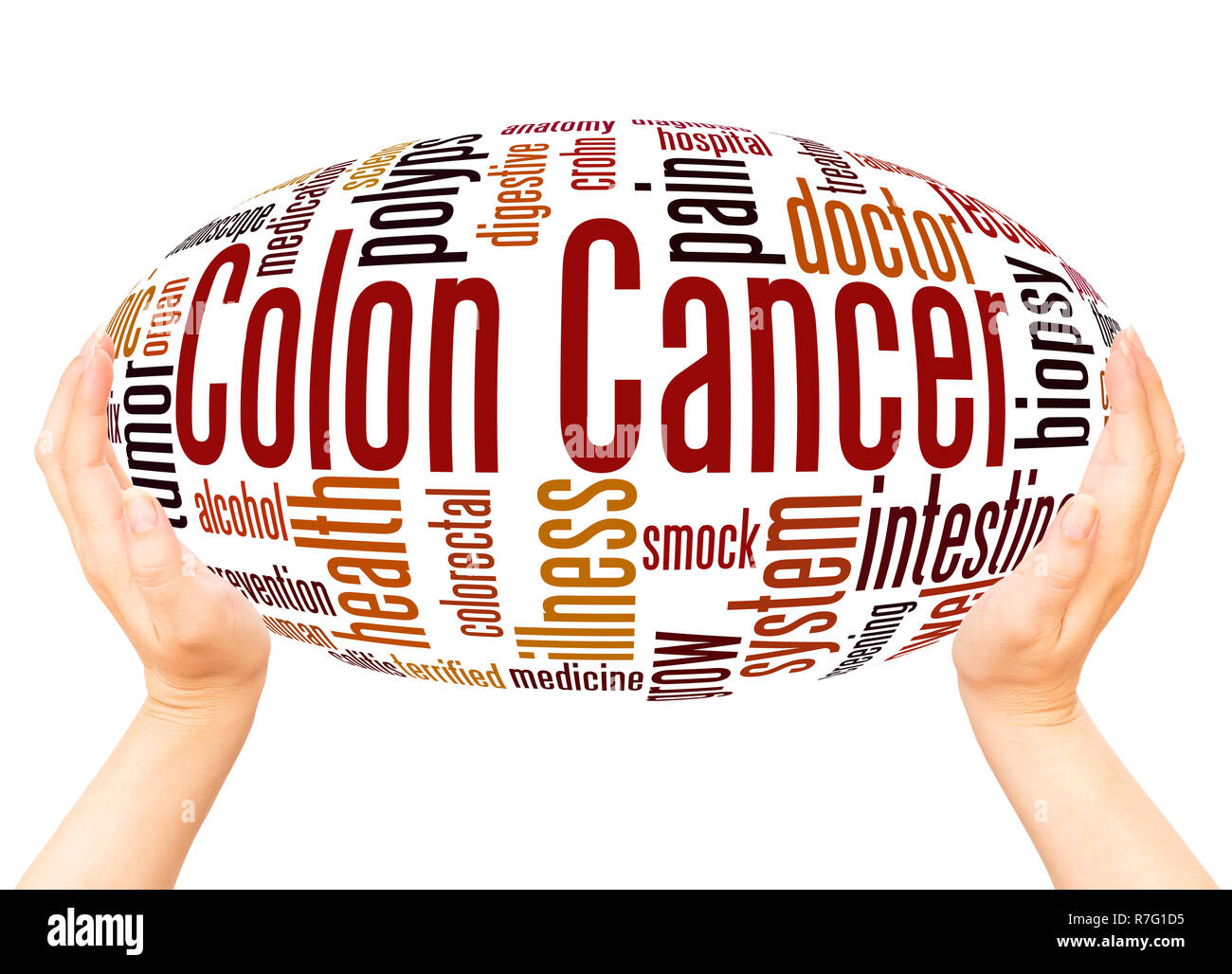 Colon Cancer word cloud hand sphere concept on white background Stock ...