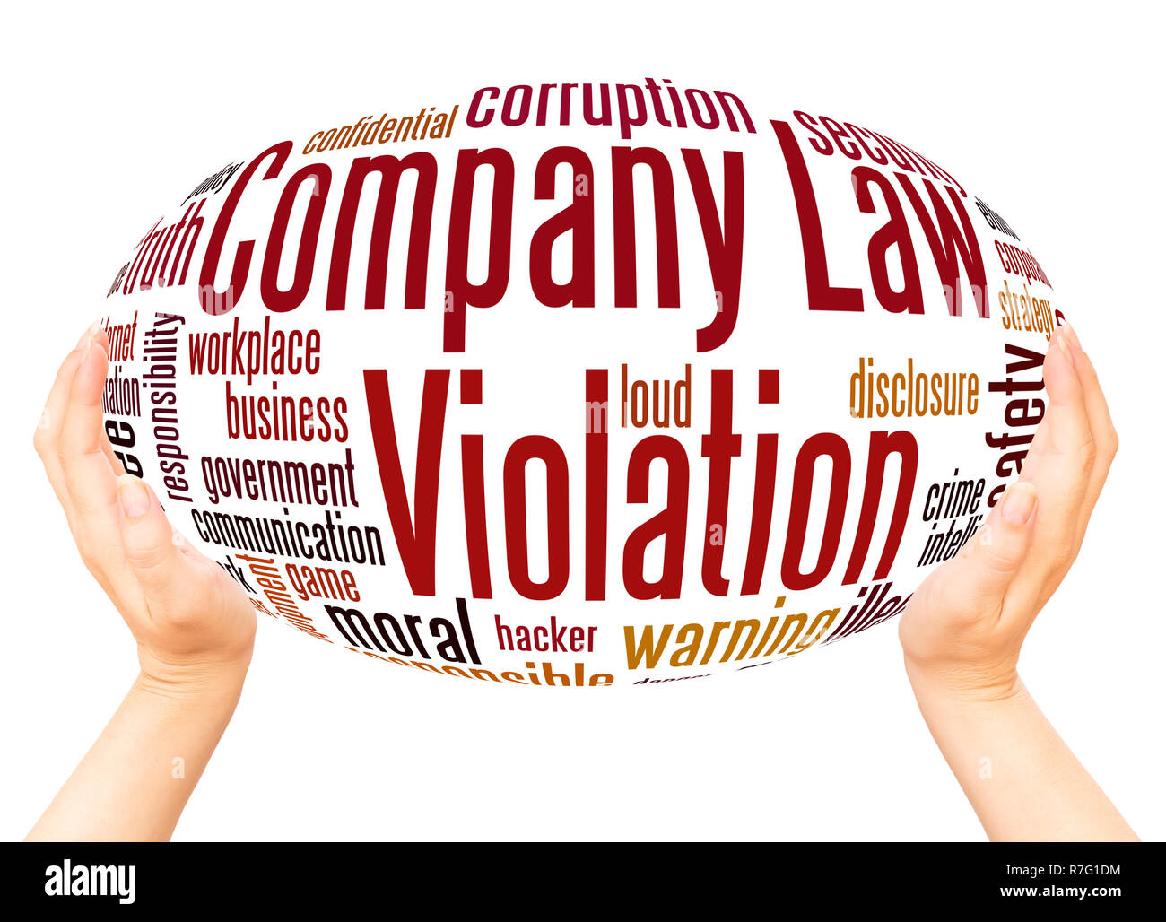 Company Law Violation word cloud hand sphere concept on white ...