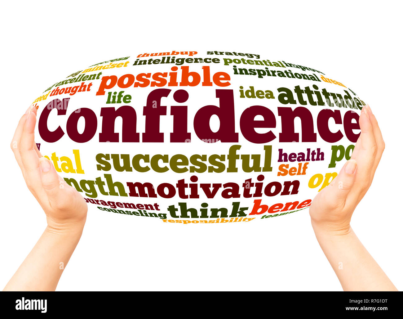 Confidence word cloud hand sphere concept on white background Stock ...