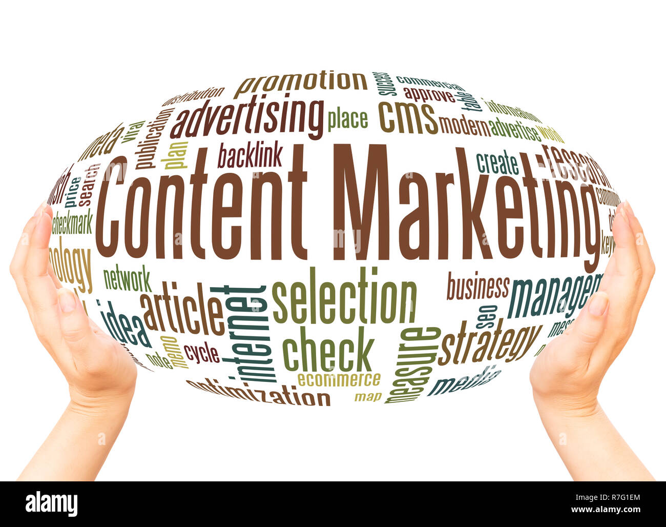 Content Marketing word cloud hand sphere concept on white background ...