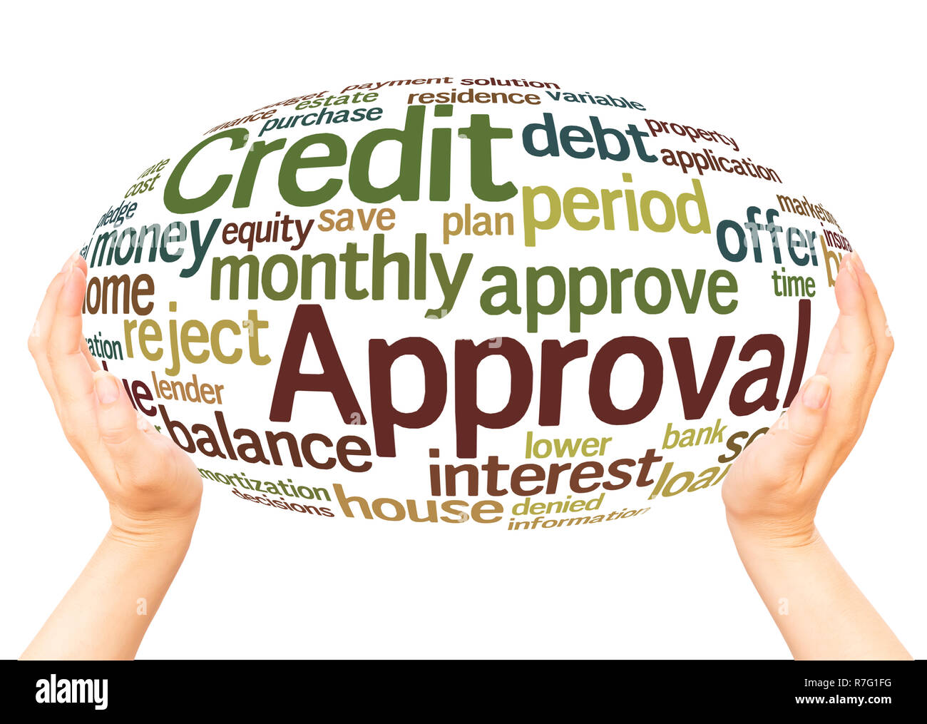Credit Approval word cloud hand sphere concept on white background ...