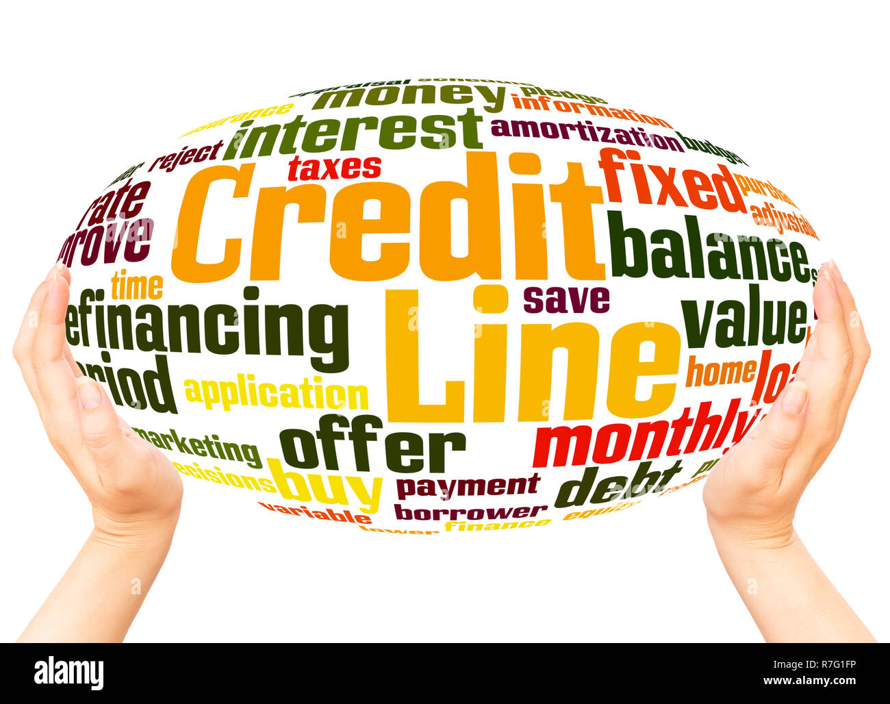 Credit Line word cloud hand sphere concept on white background Stock ...