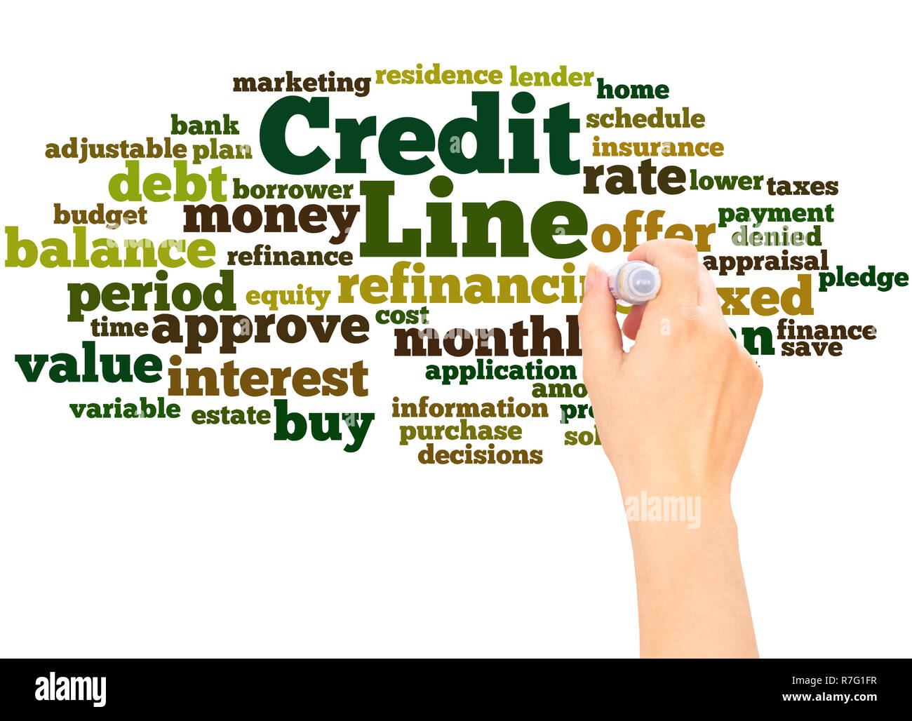 Credit Line word cloud hand writing concept on white background Stock ...